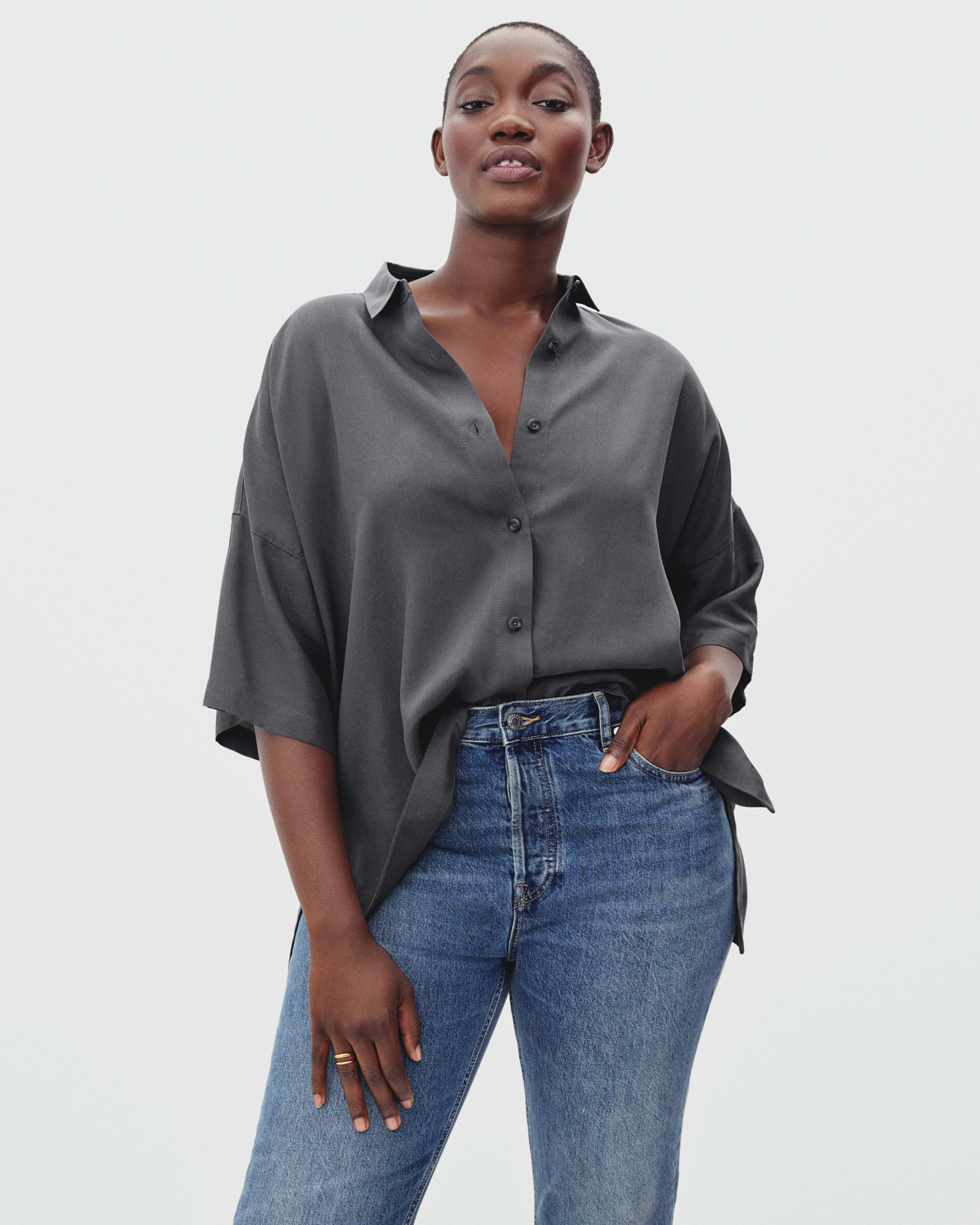The Drapey Square Shirt Slate Grey – Everlane