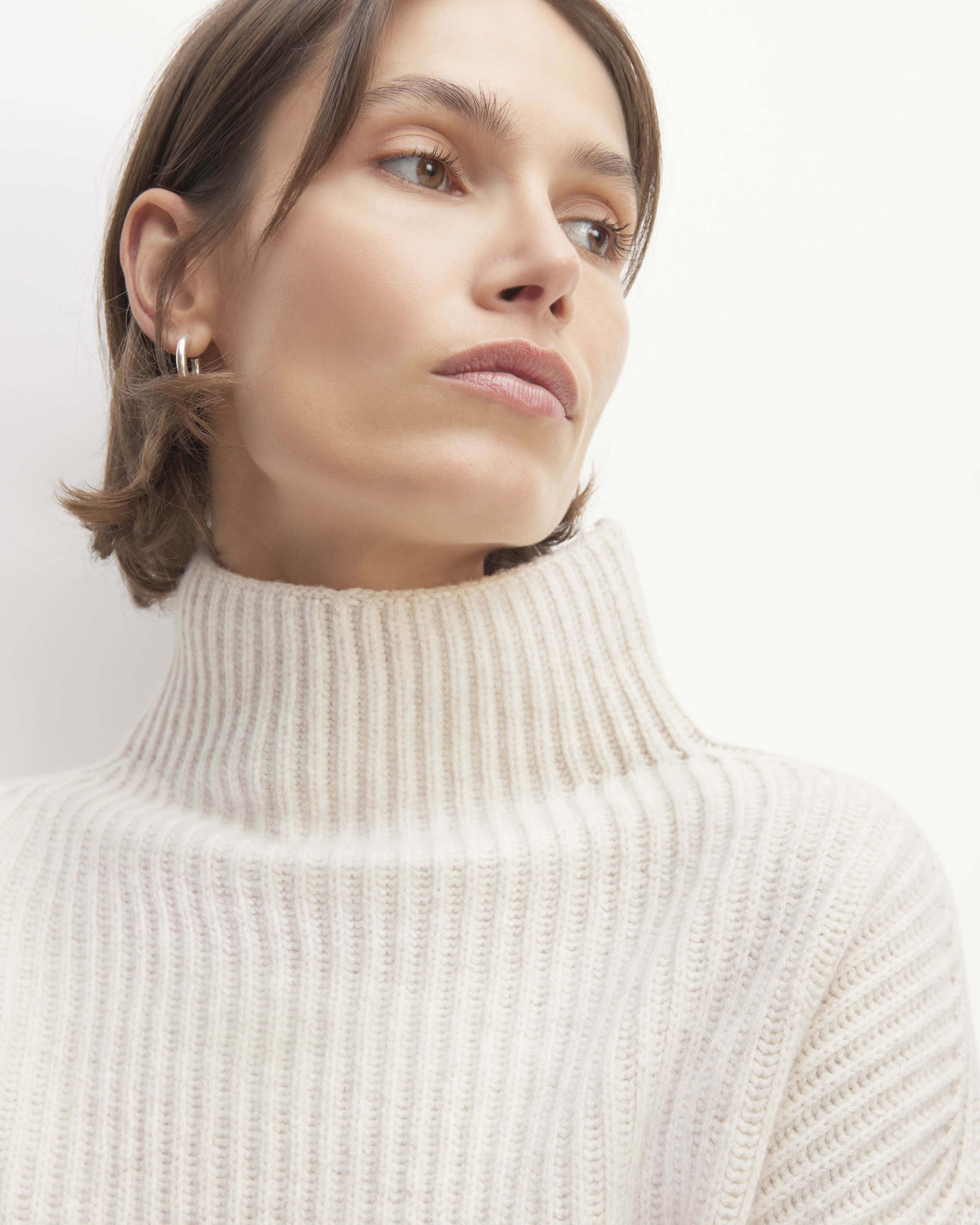 The Felted Merino Funnel-Neck Pullover Heathered Oat – Everlane
