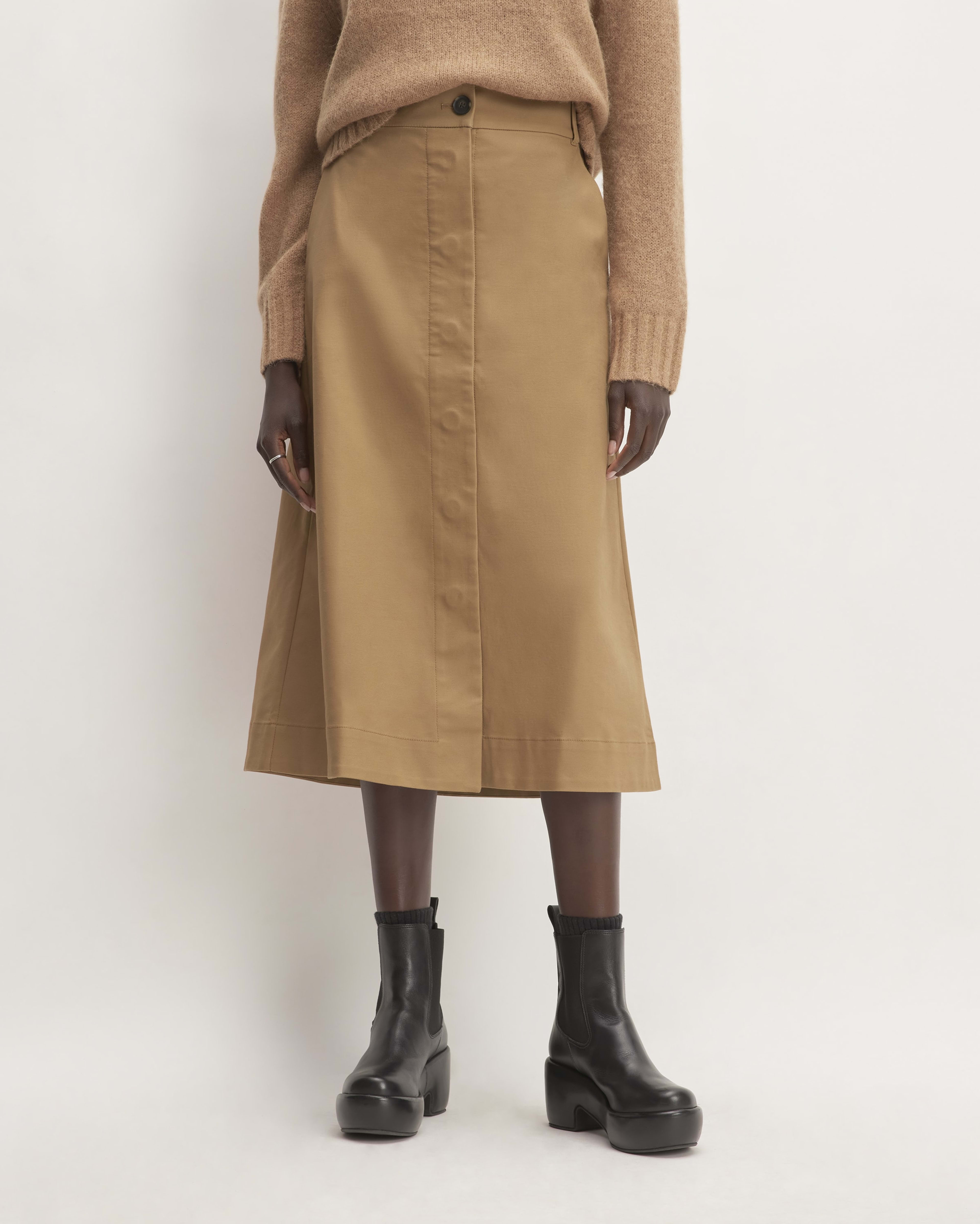 The Structured Cotton A-Line Skirt Toasted Coconut – Everlane