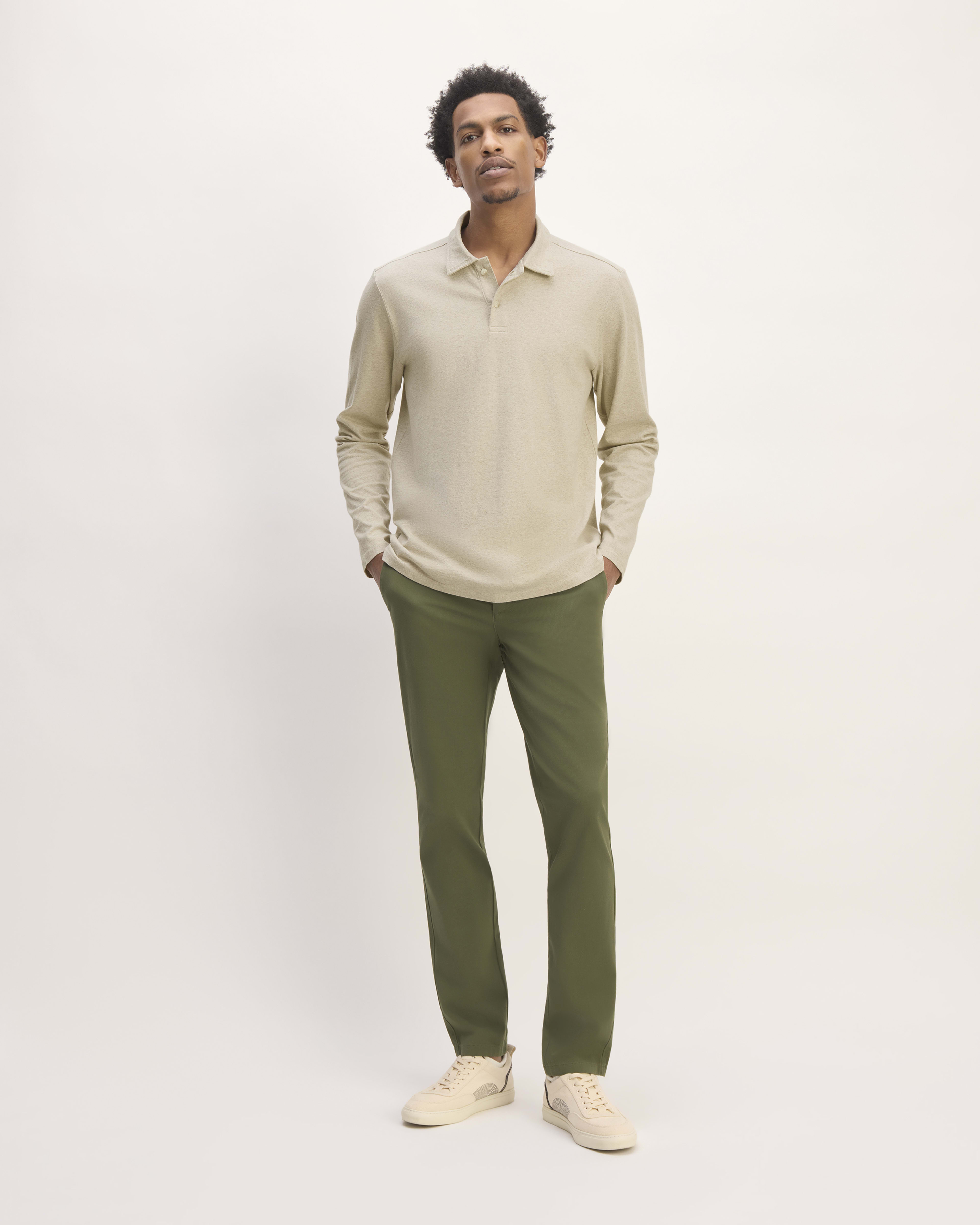 The Premium Weight Long-Sleeve Polo | Heather Oatmeal – Everlane