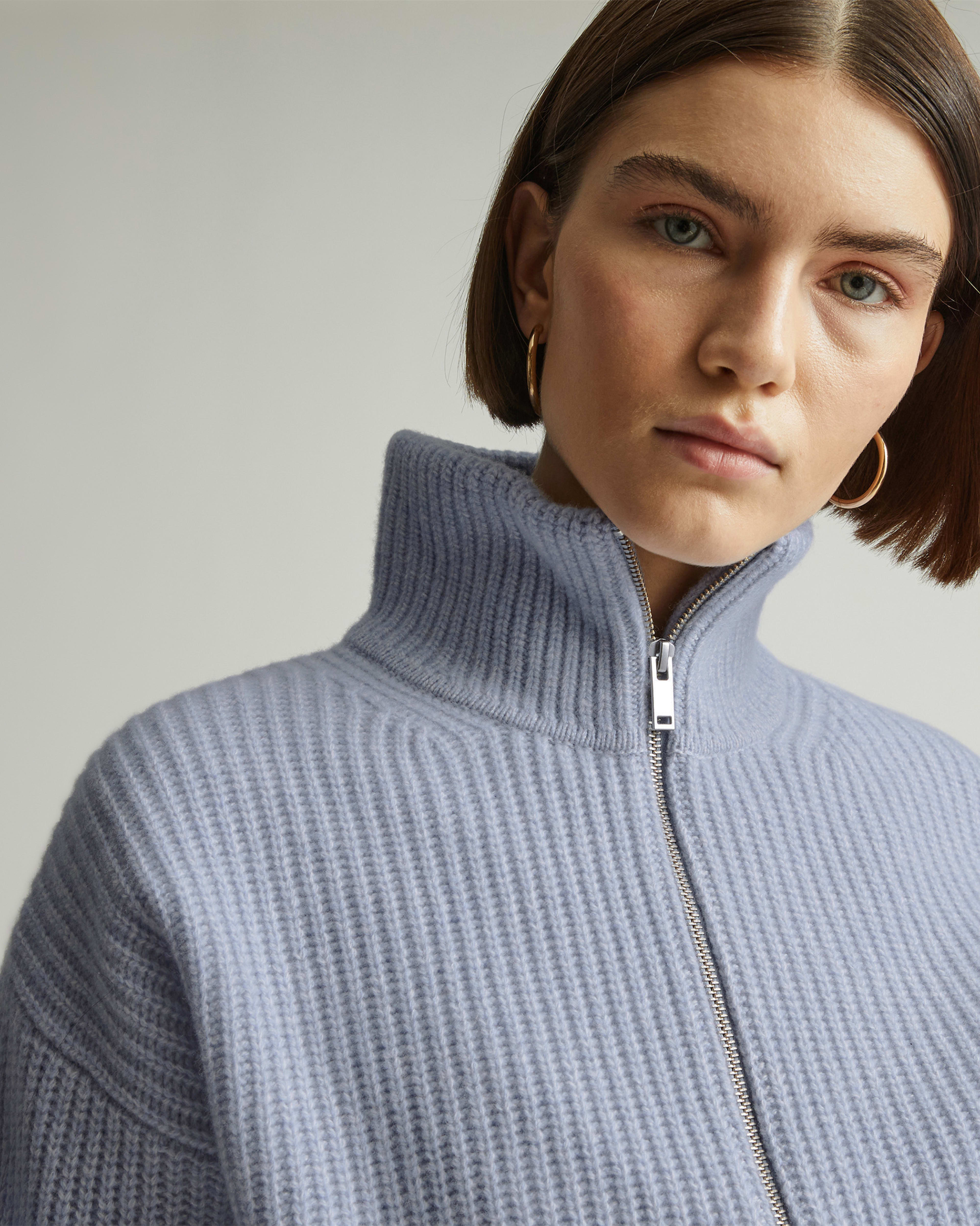 The Felted Merino Half-Zip Sweater Periwinkle / Light Heather Oat ...