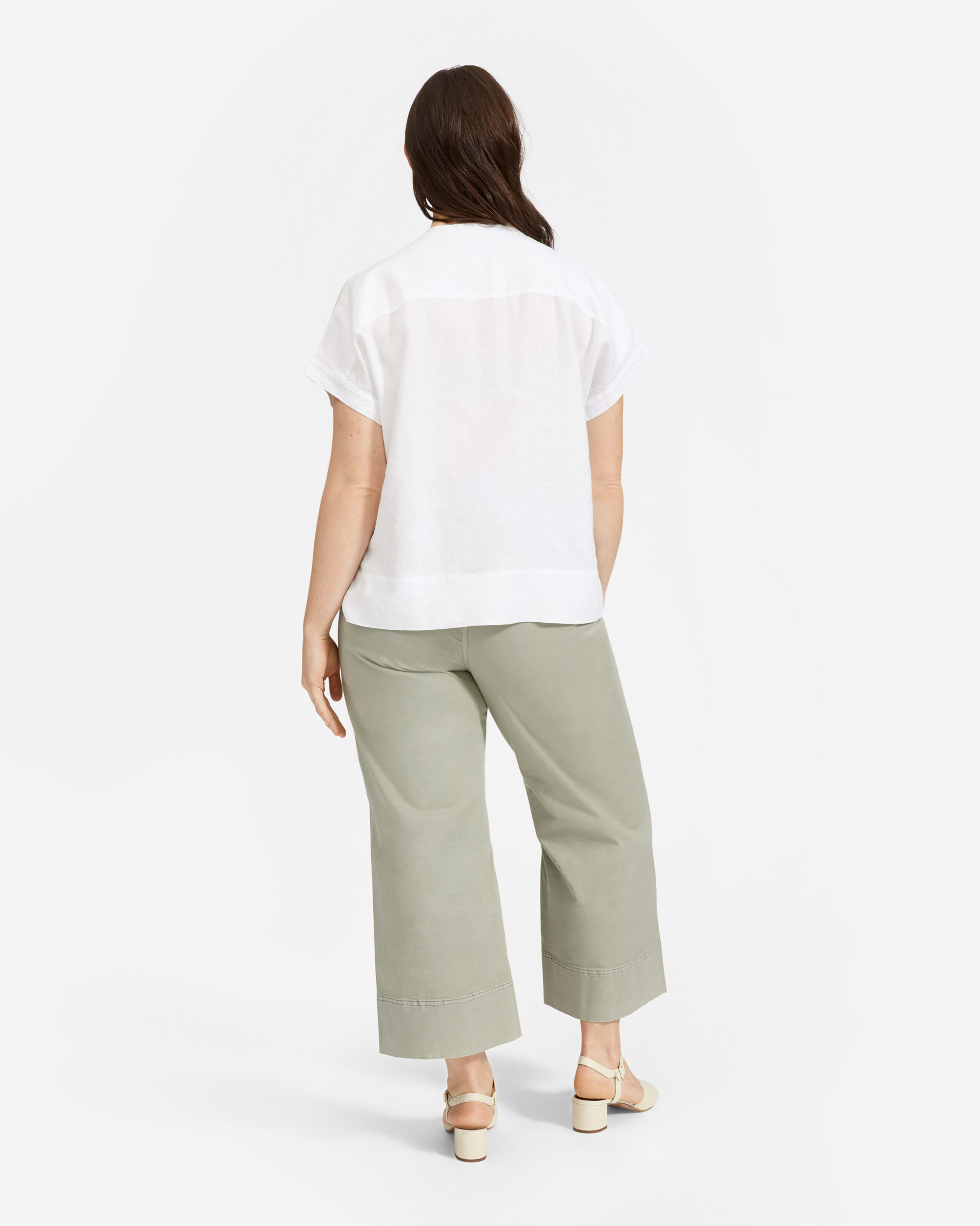 The Linen Split-Neck Top White – Everlane