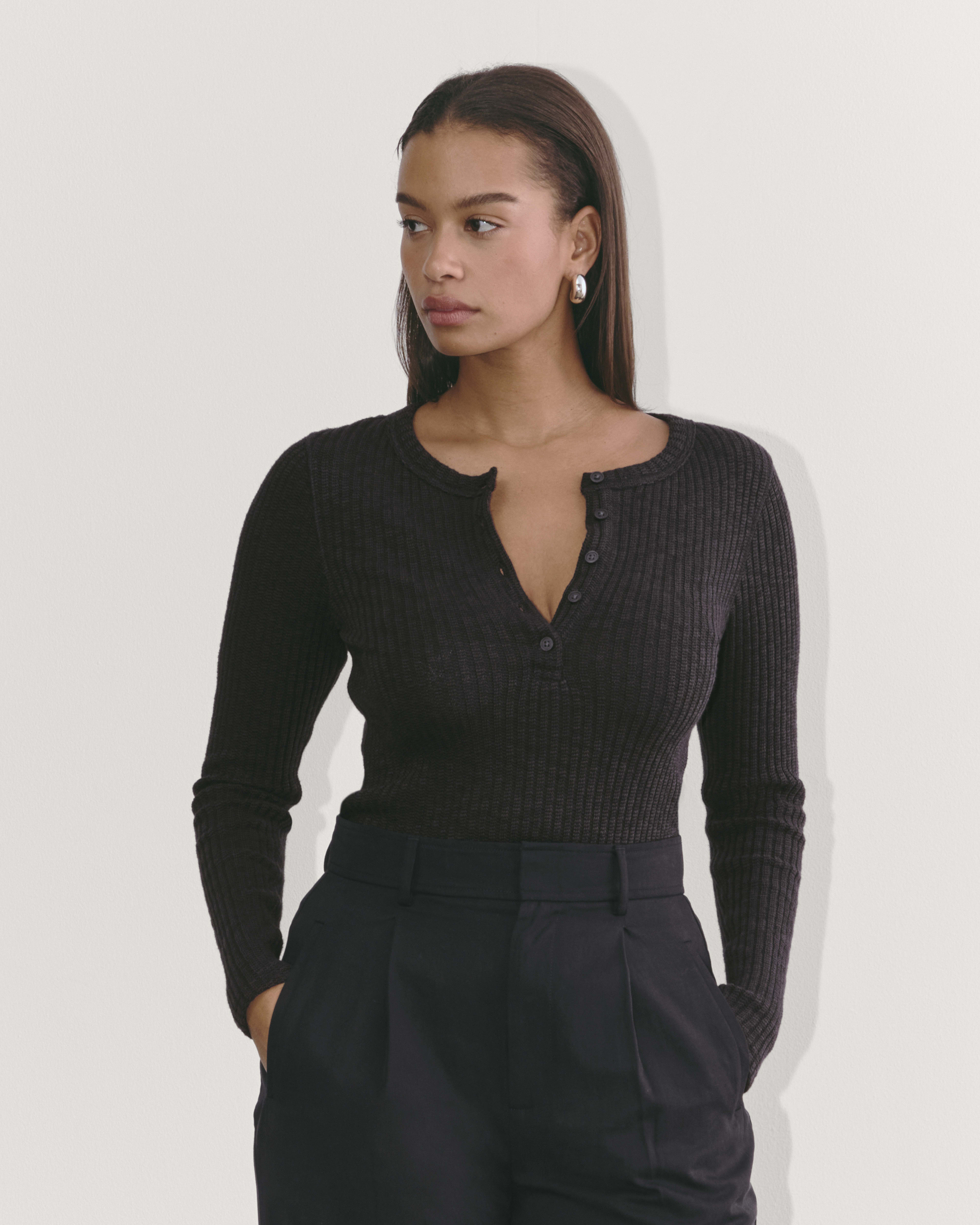 The Cozy Rib Henley Black – Everlane