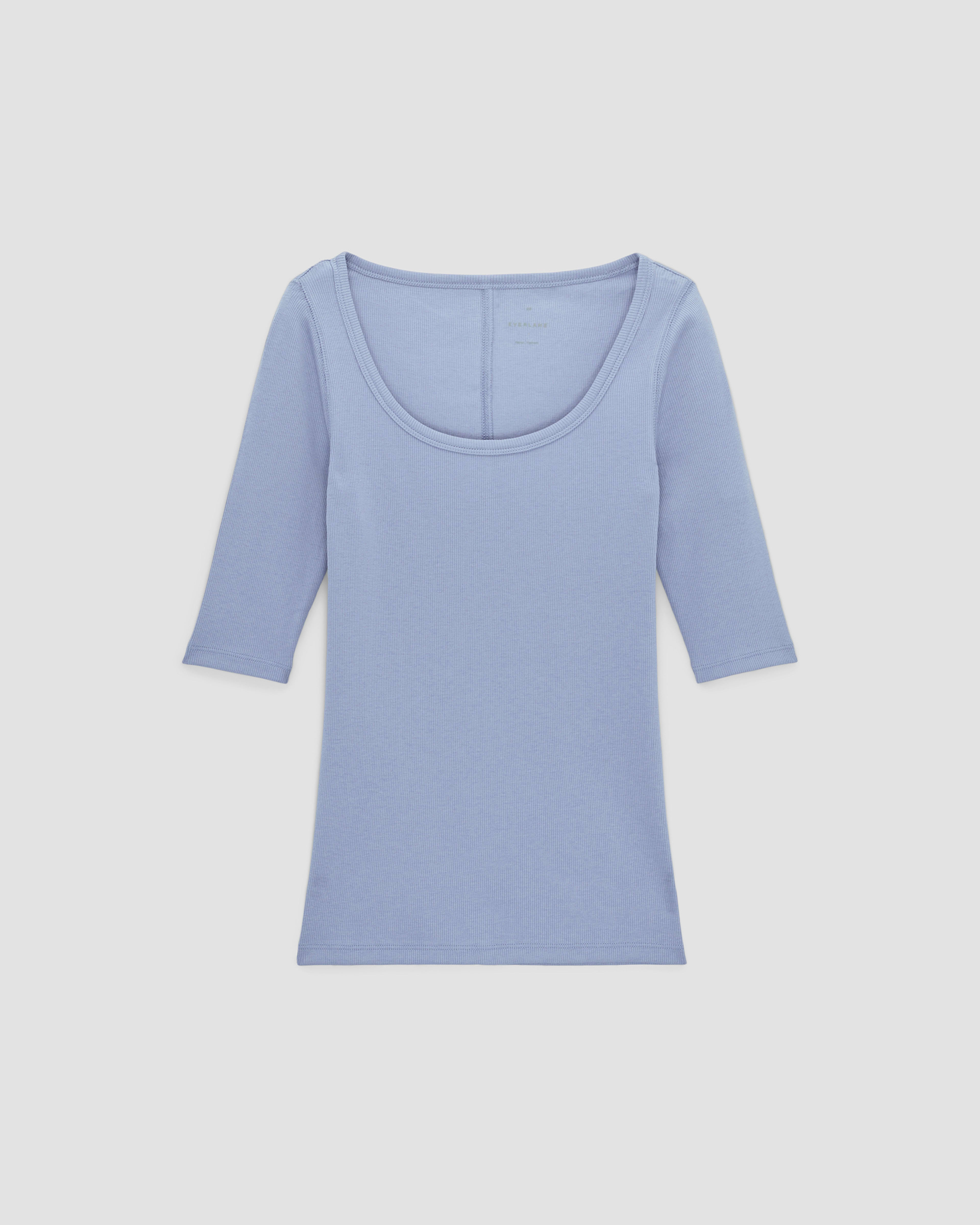 The Luxe Micro Rib Scoop Neck Tee Cornflower Blue Everlane