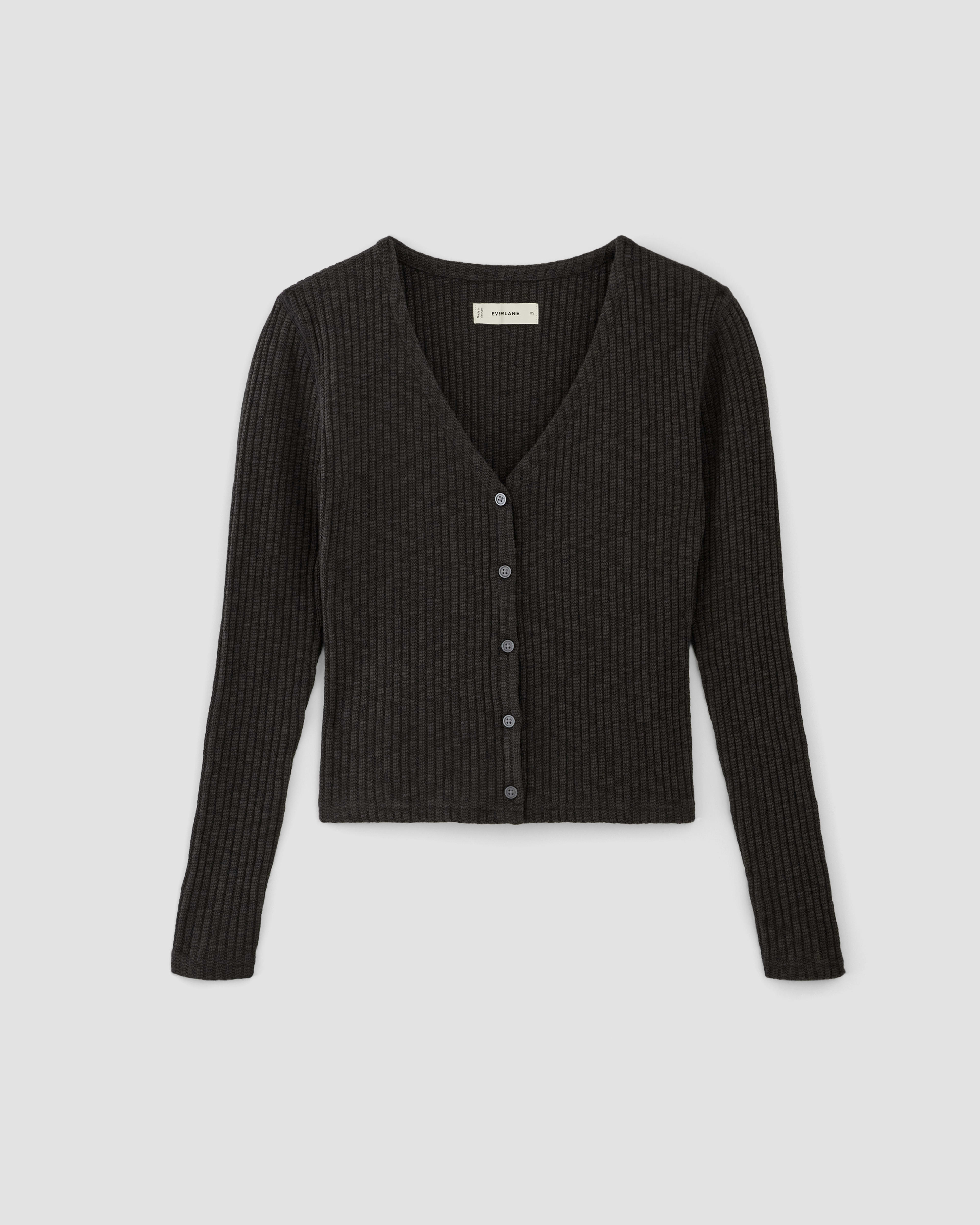 The Cozy-Rib Cardigan Black – Everlane