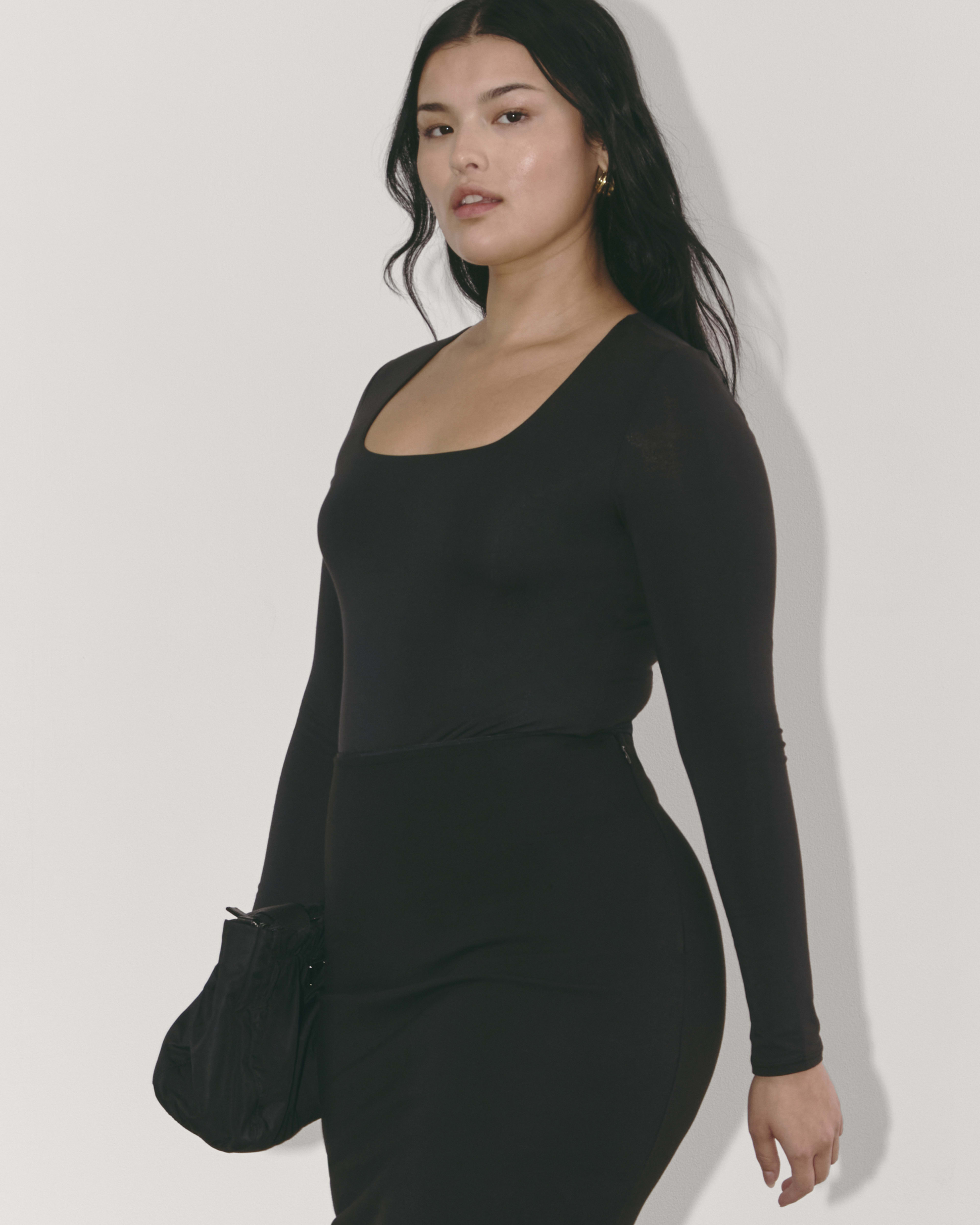 The Long-Sleeve Supima® Square-Neck Bodysuit Black – Everlane
