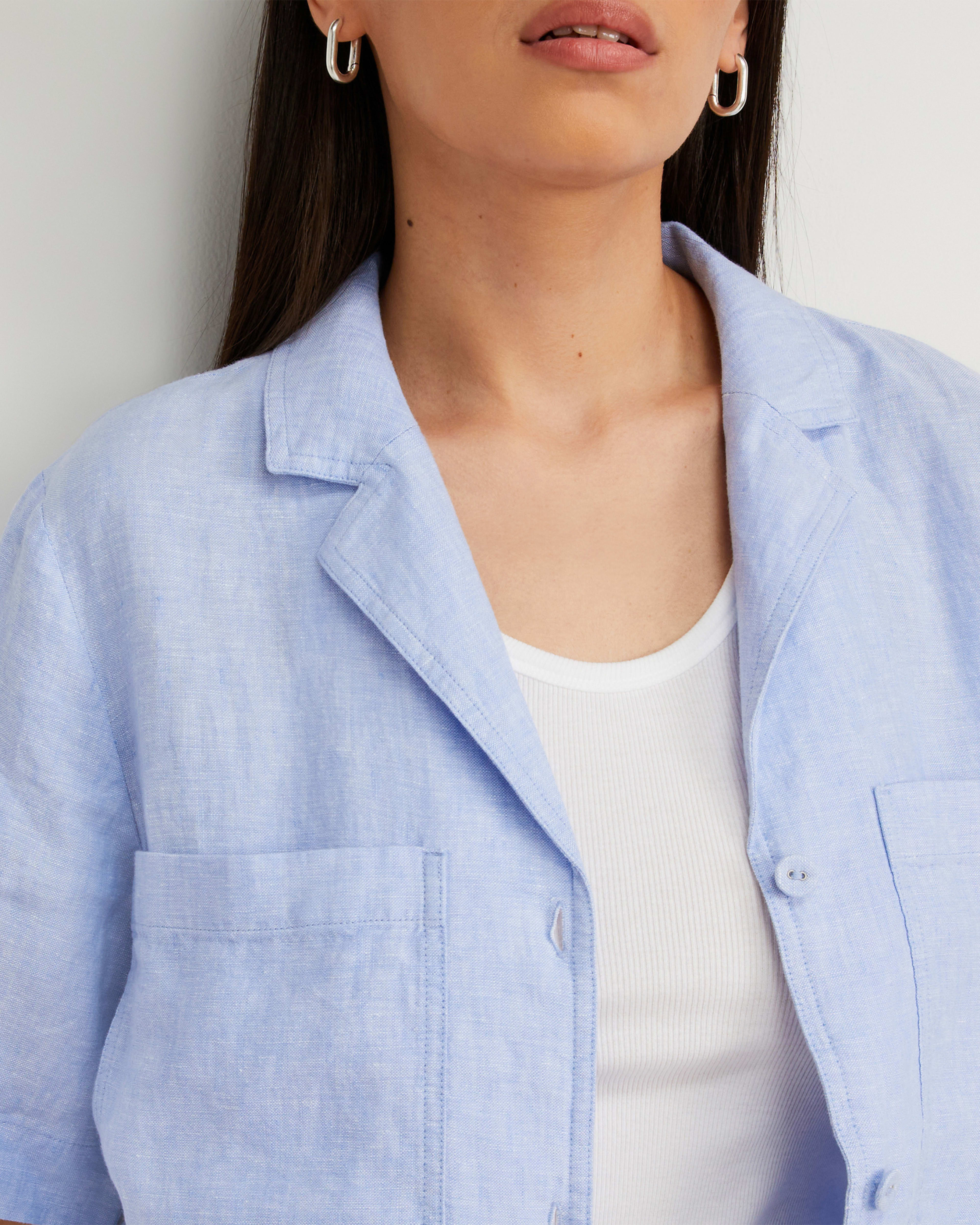 The Linen Workwear Shirt Light Blue – Everlane