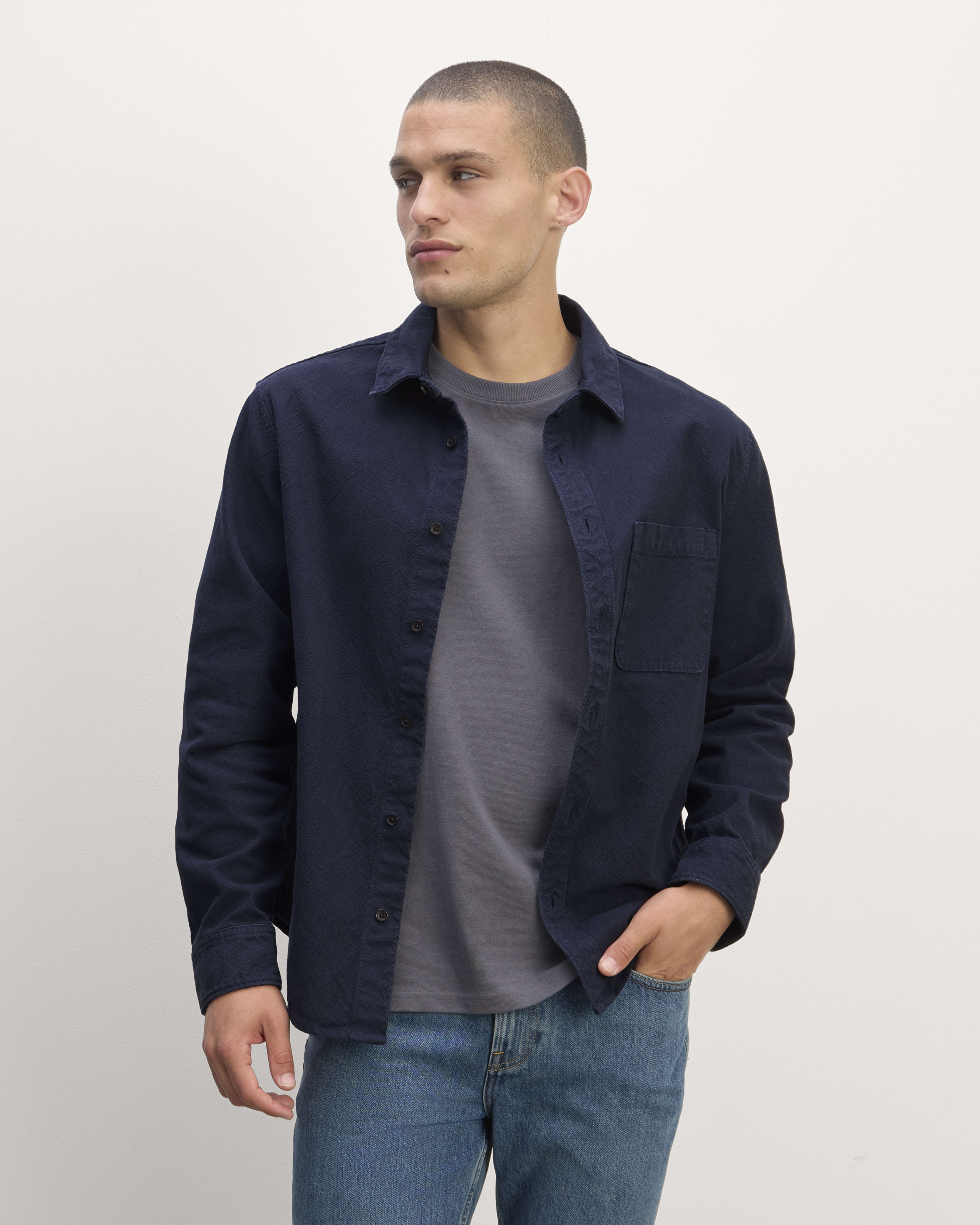 The Canvas Organic Cotton Overshirt | Navy – Everlane