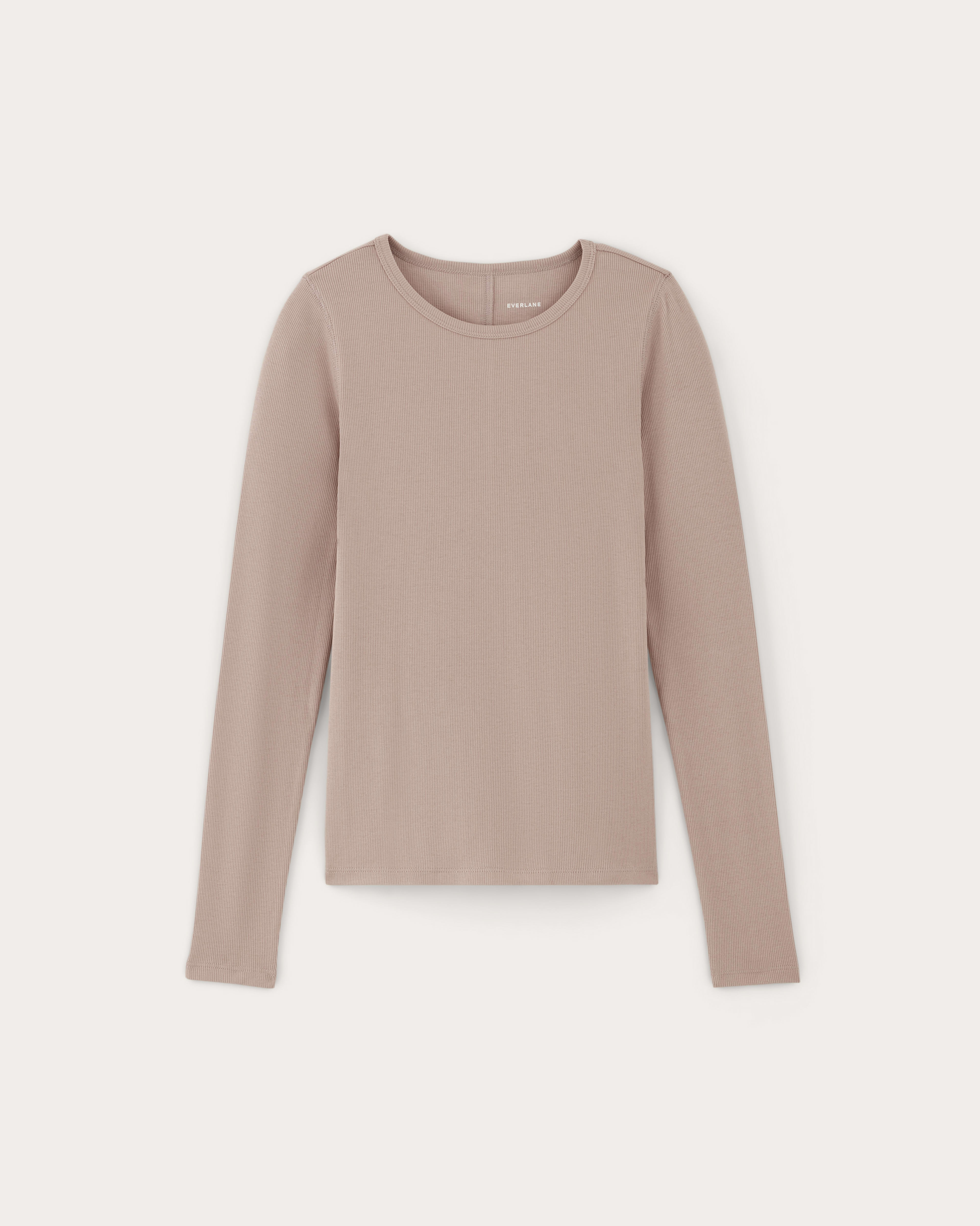 The Luxe Rib Long-Sleeve Crew Dusty Rose – Everlane