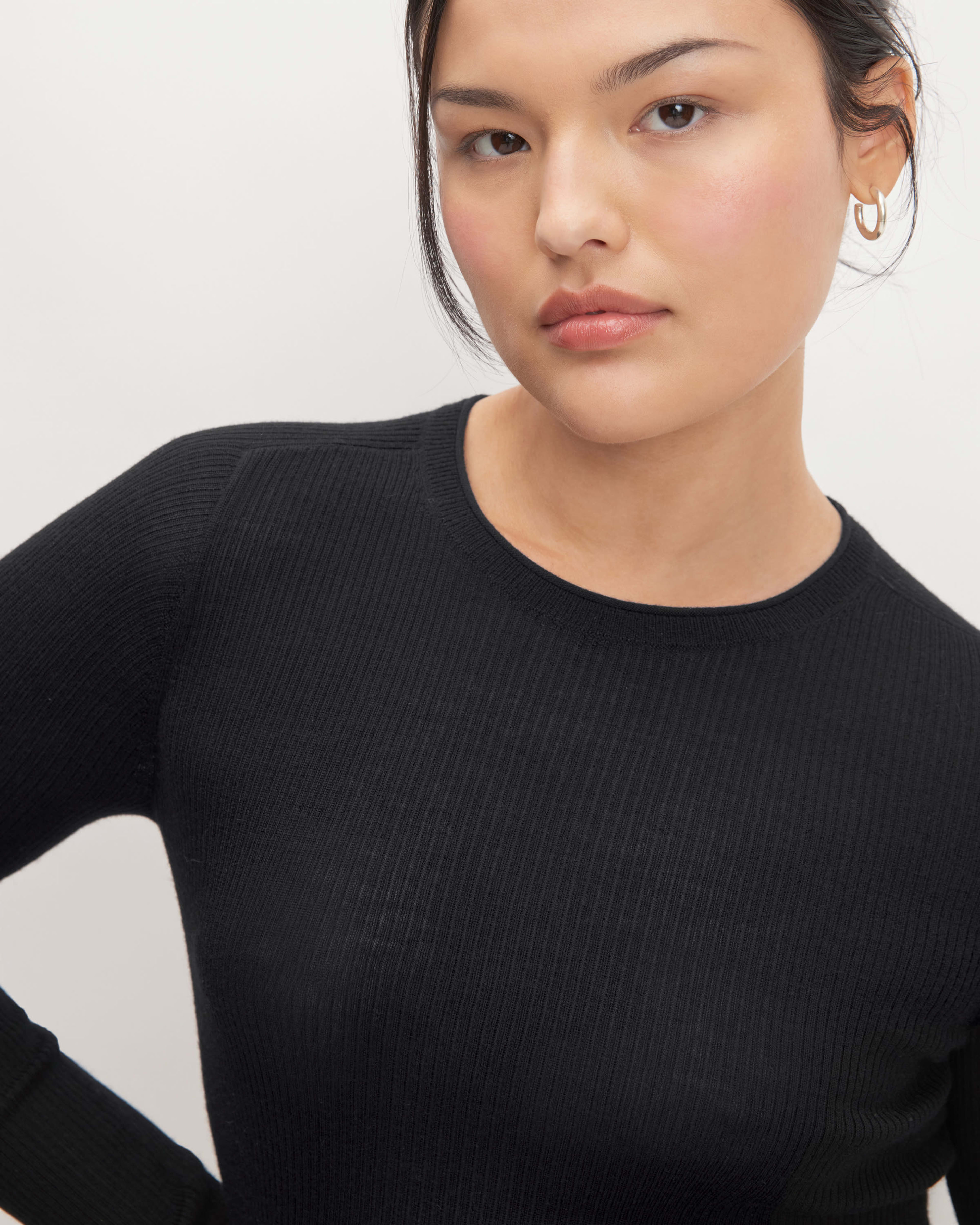 The Ultrafine Merino Ribbed Crew Black – Everlane