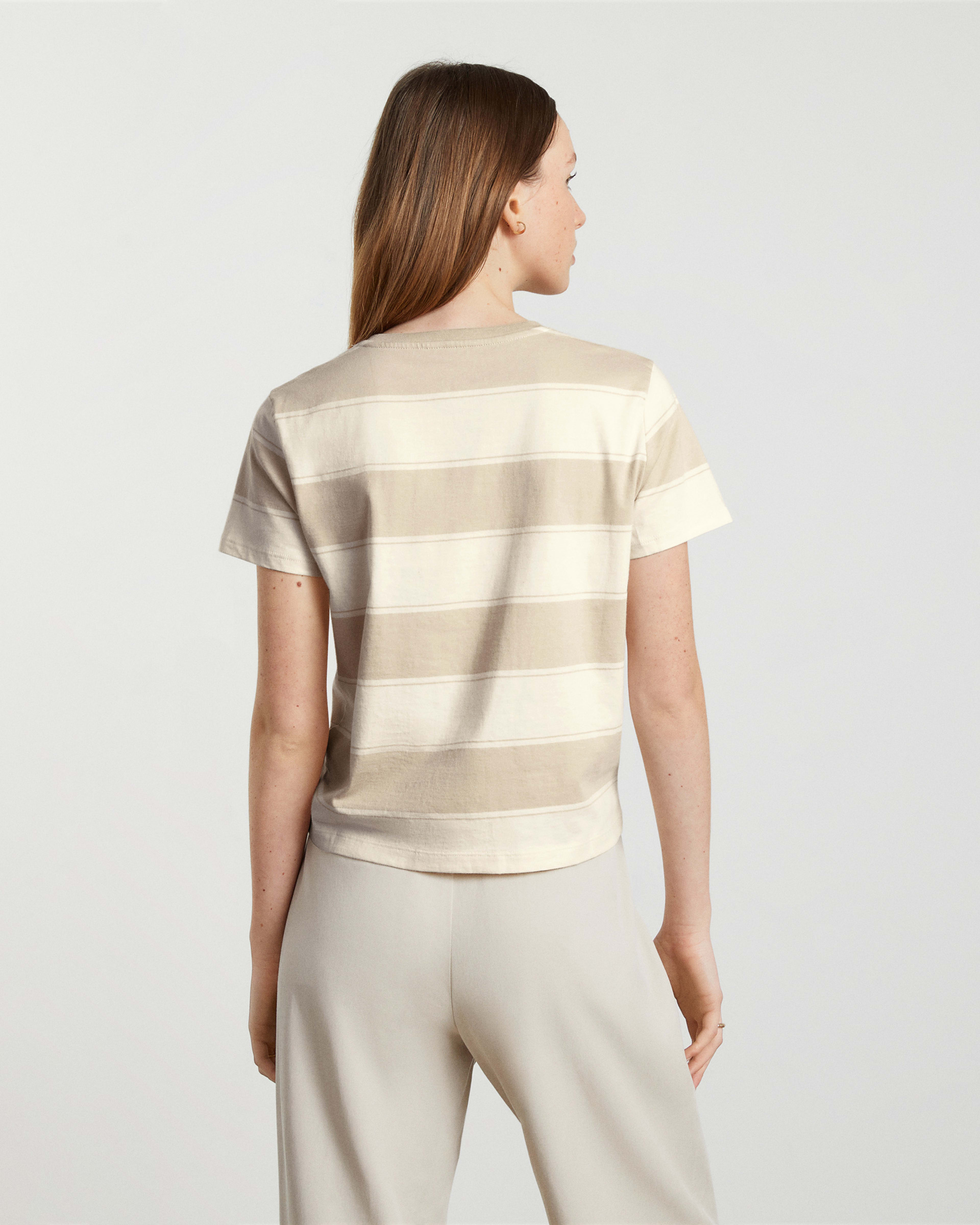 The Box-Cut Tee in Essential Cotton | Pale Khaki / Canvas Tan | No Poc ...