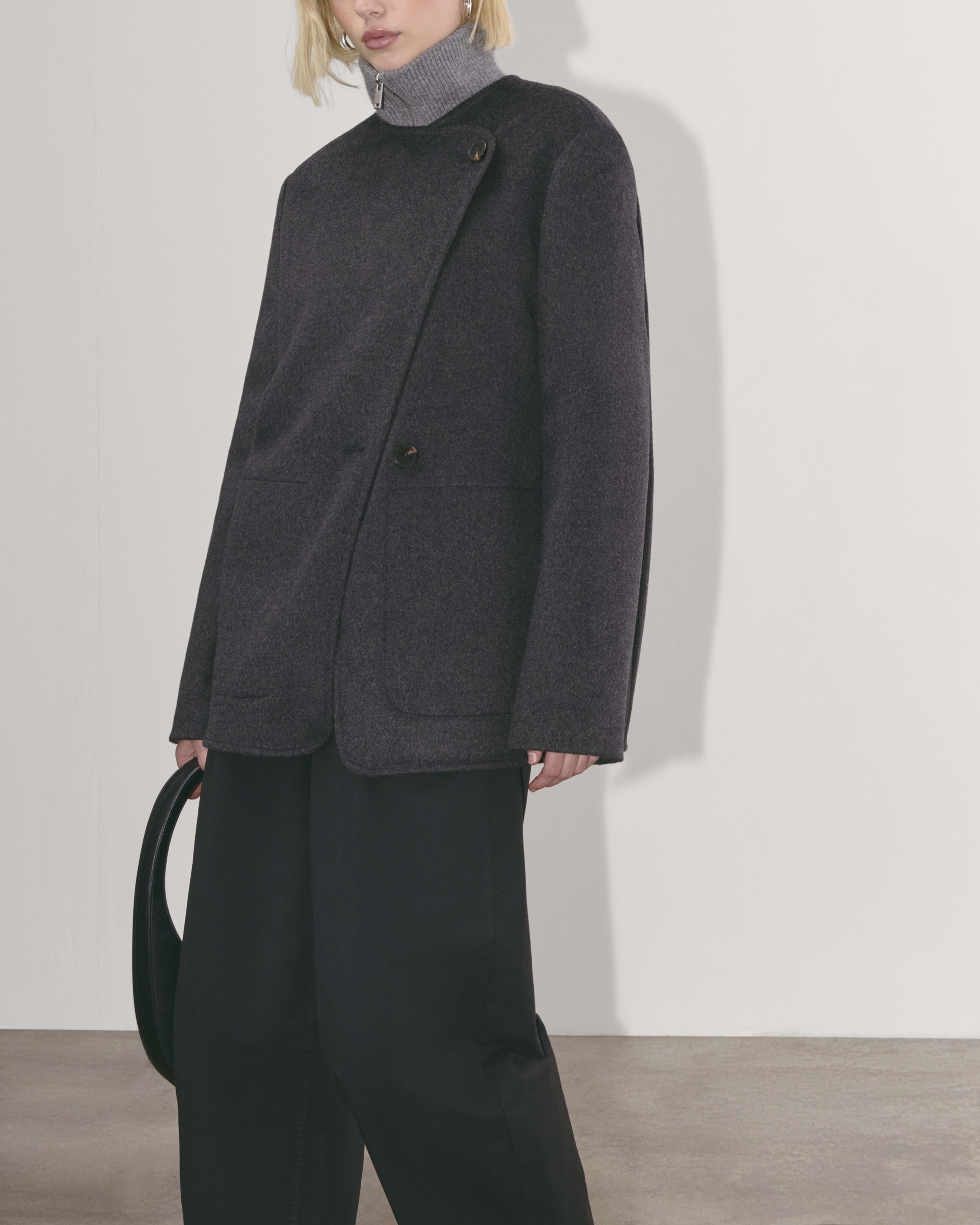 The October Coat | Dark Charcoal Melange – Everlane