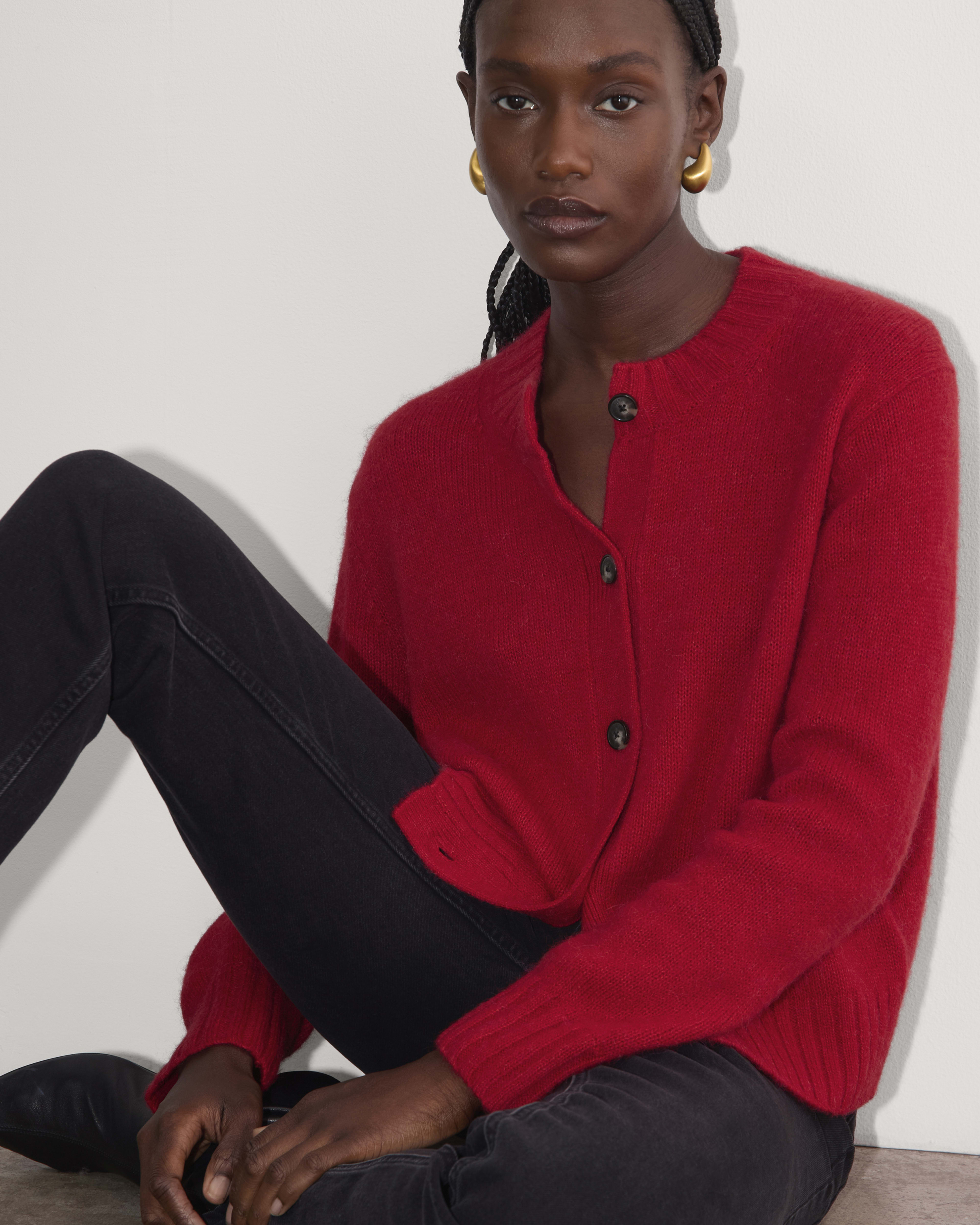 The Crew Cardigan in Alpaca | Berry Red – Everlane