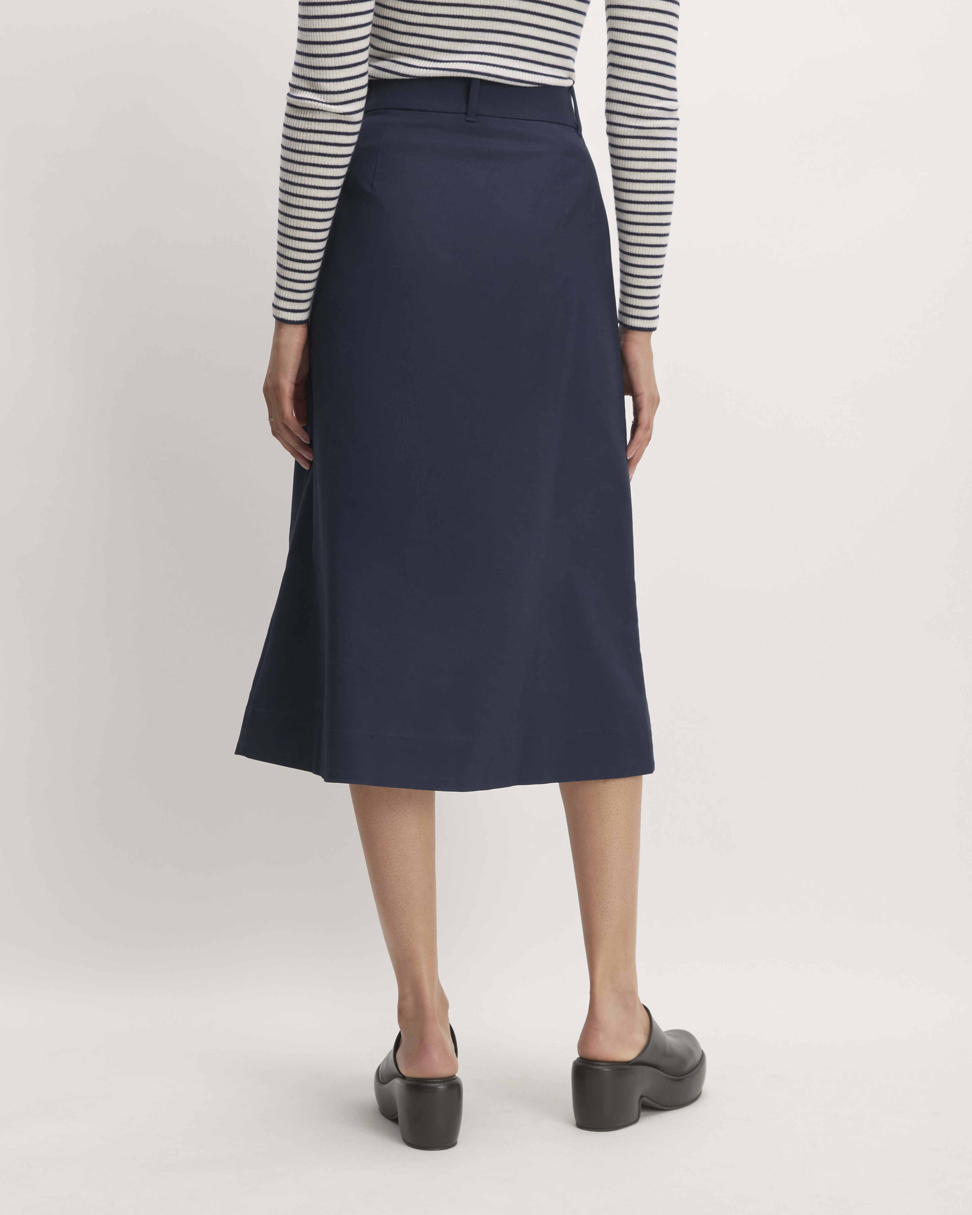 The Structured Cotton A-Line Skirt Navy – Everlane