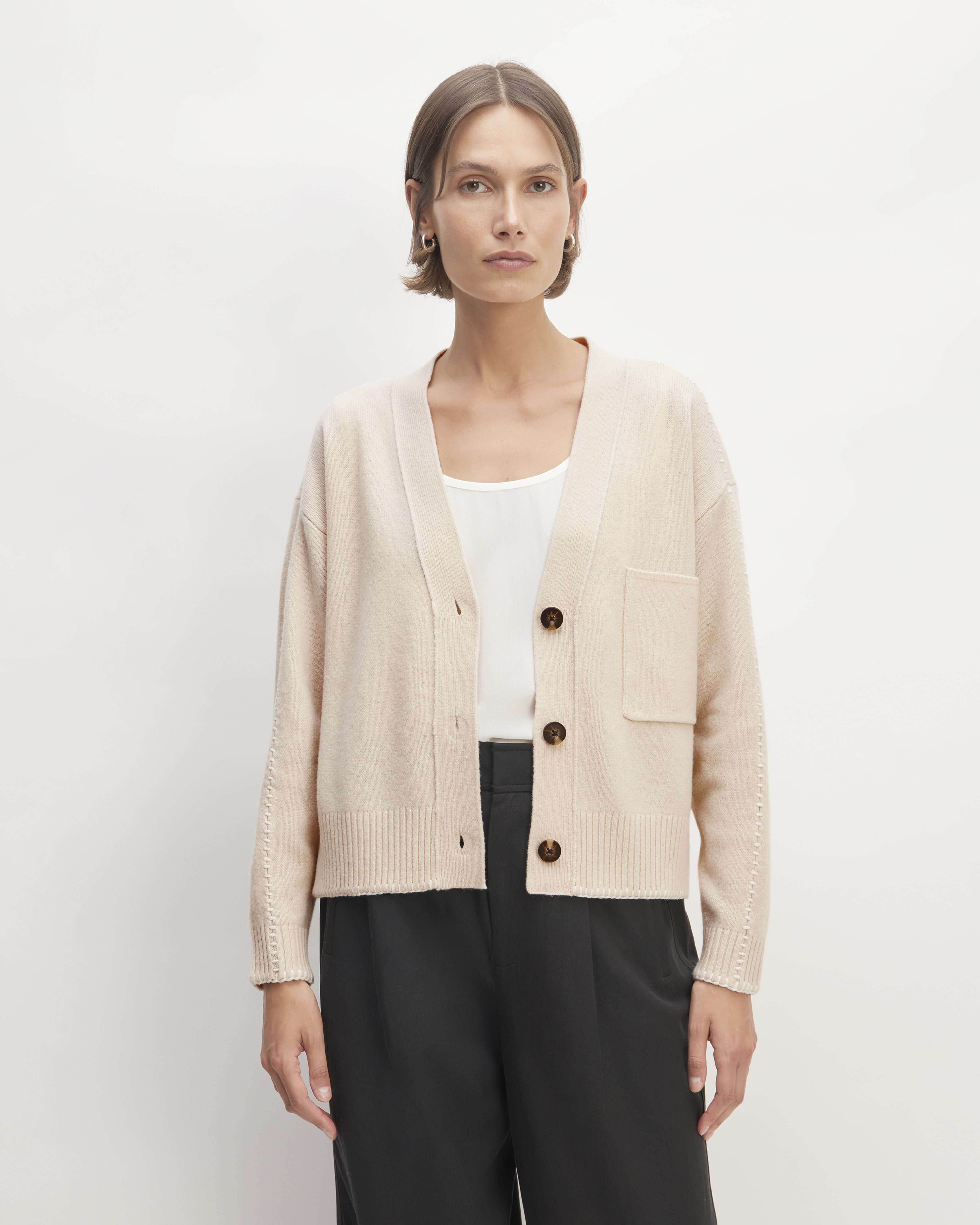 The Good Merino Wool Cardigan Buttermilk / White – Everlane