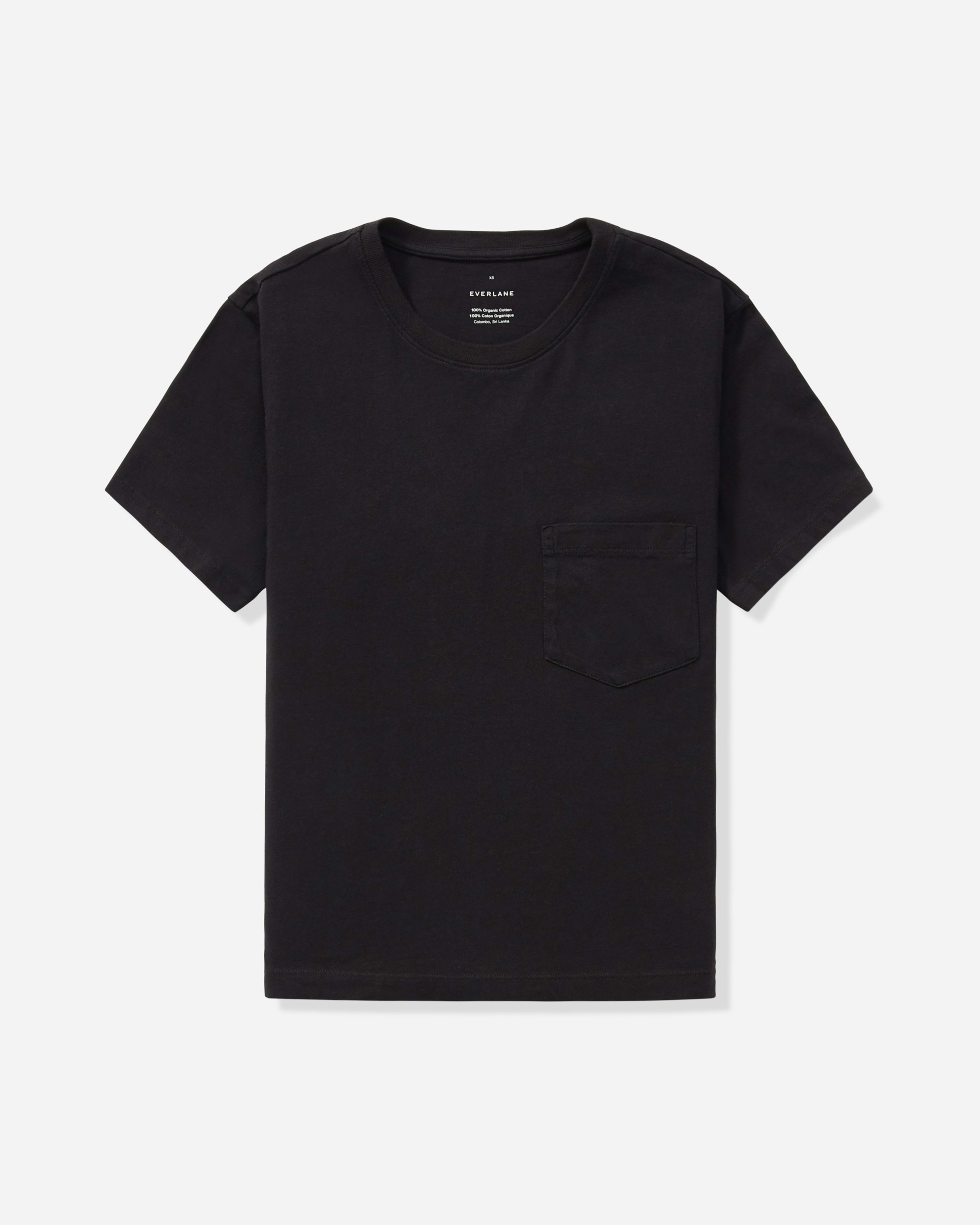 The Box-Cut Tee in Essential Cotton | Black | Pocket – Everlane