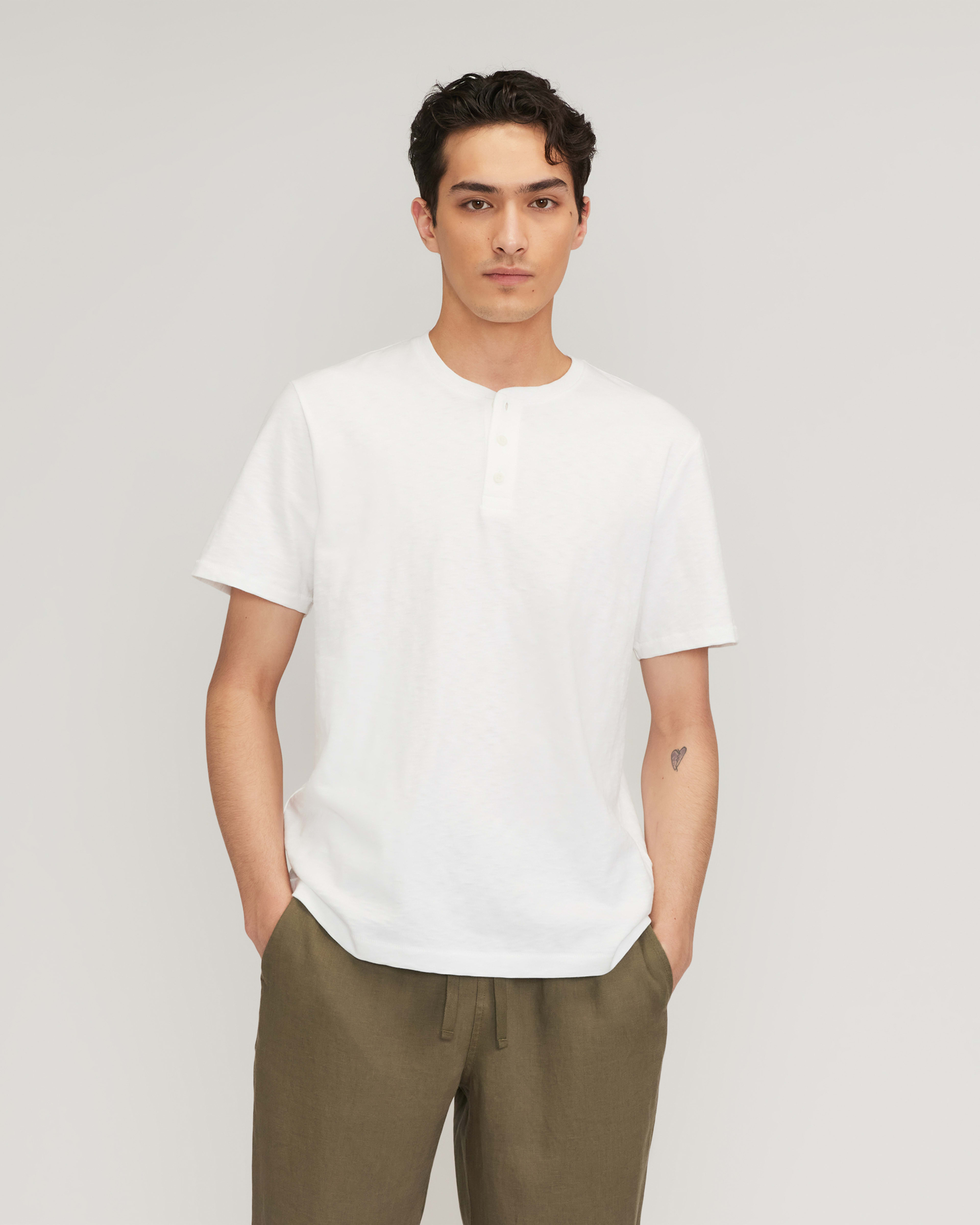 The Cotton Slub Henley White – Everlane