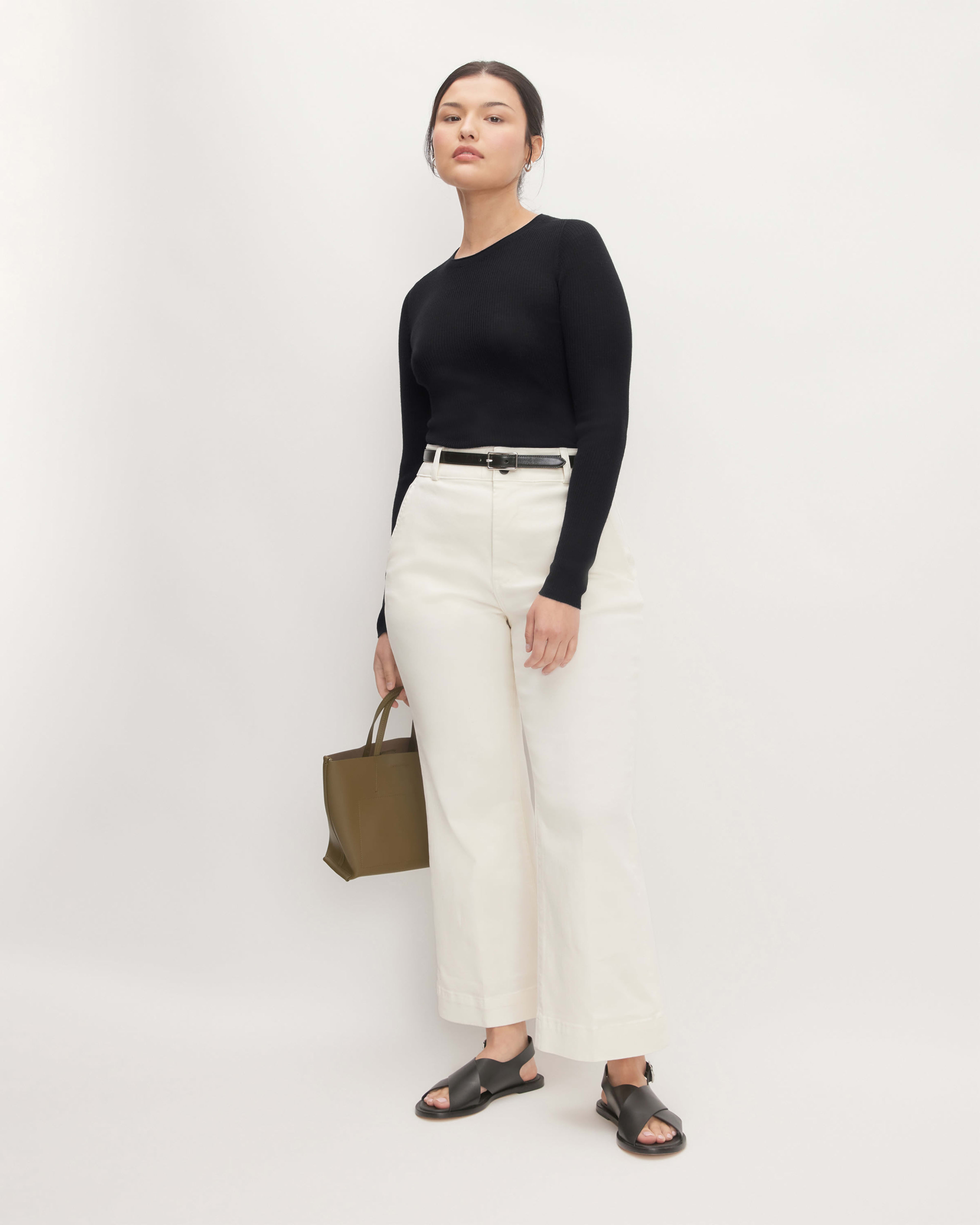The Ultrafine Merino Ribbed Crew Black – Everlane