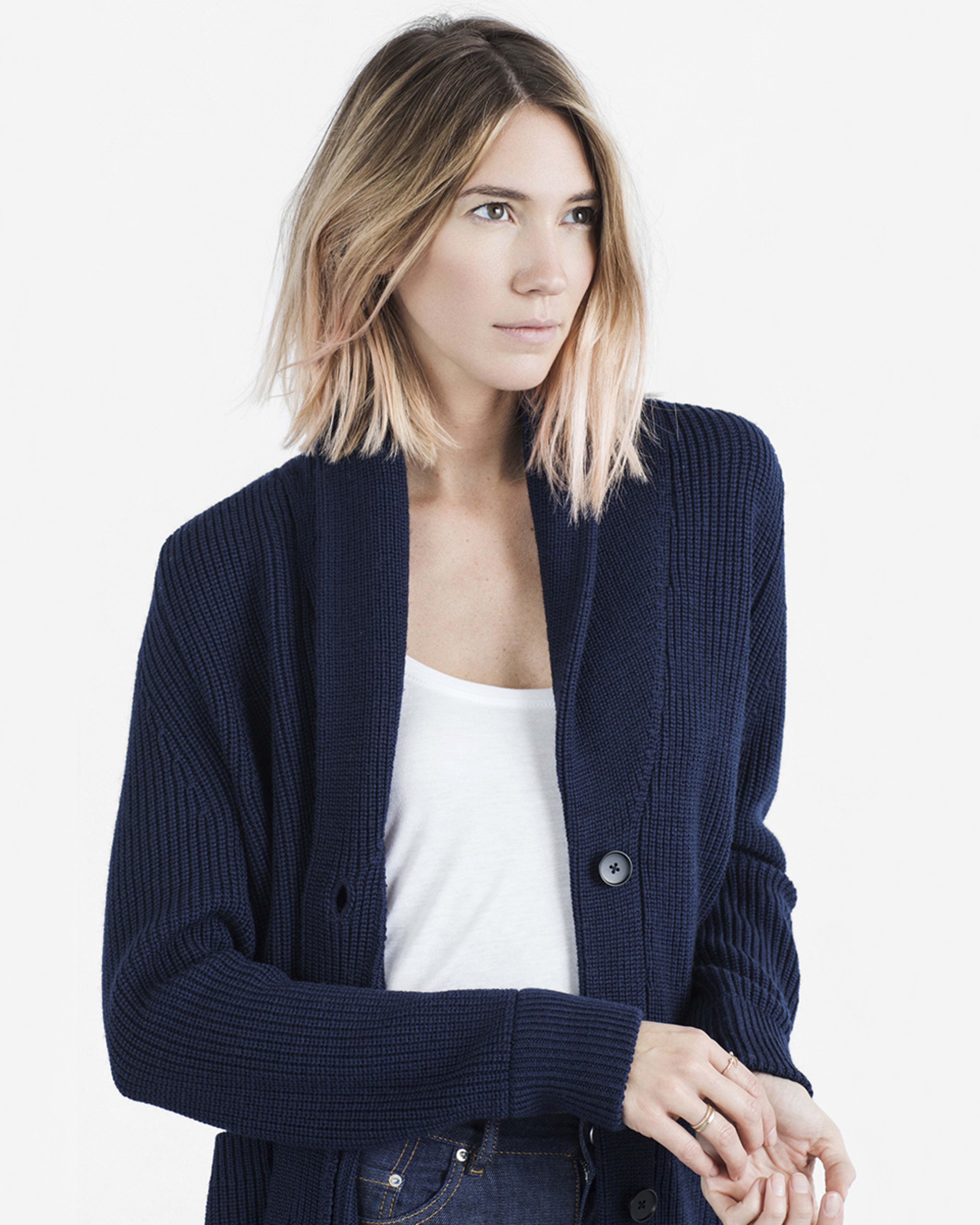The Chunky Knit Cardigan Navy – Everlane
