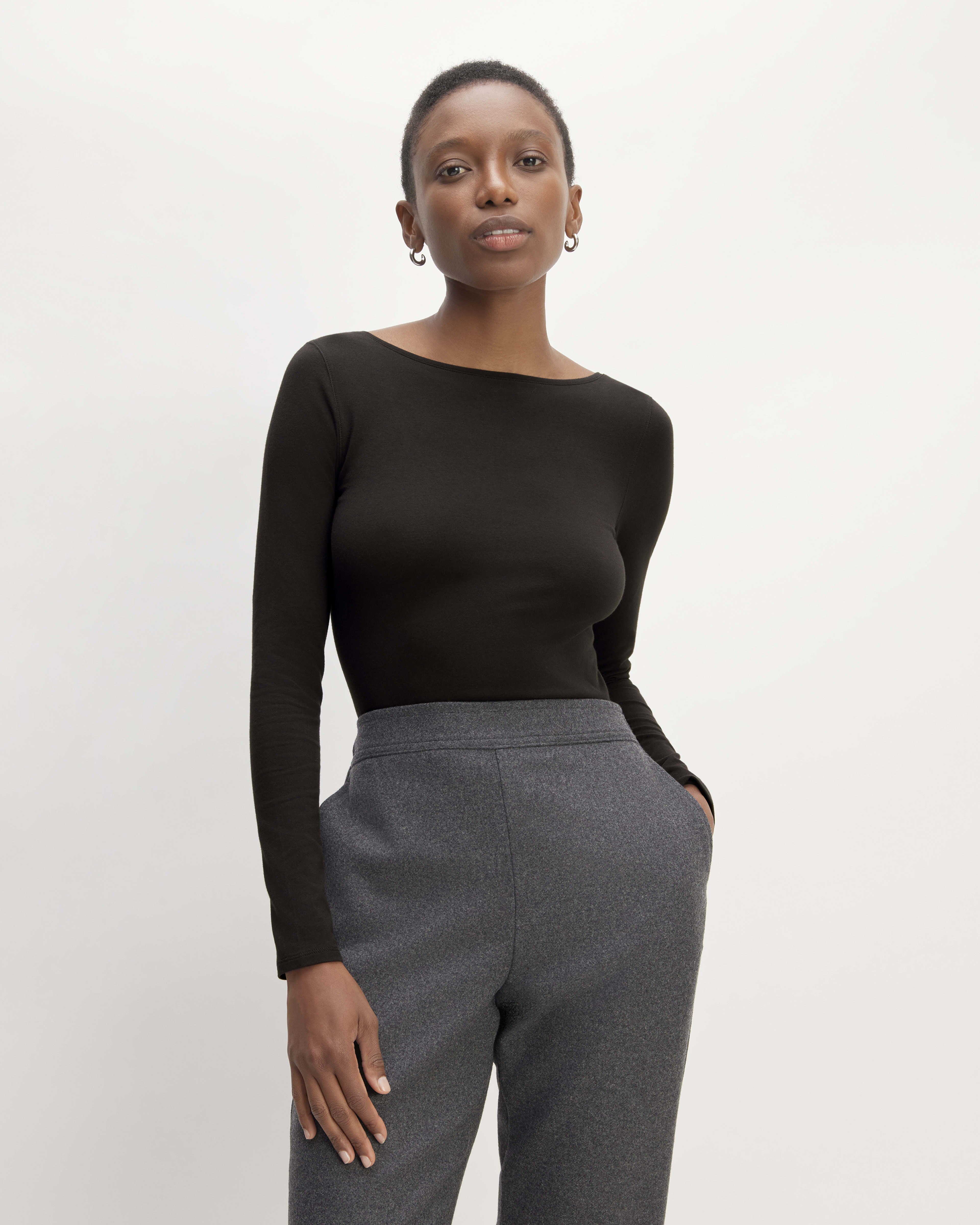 The Supima® Form Scoop-Back Tee | Black – Everlane
