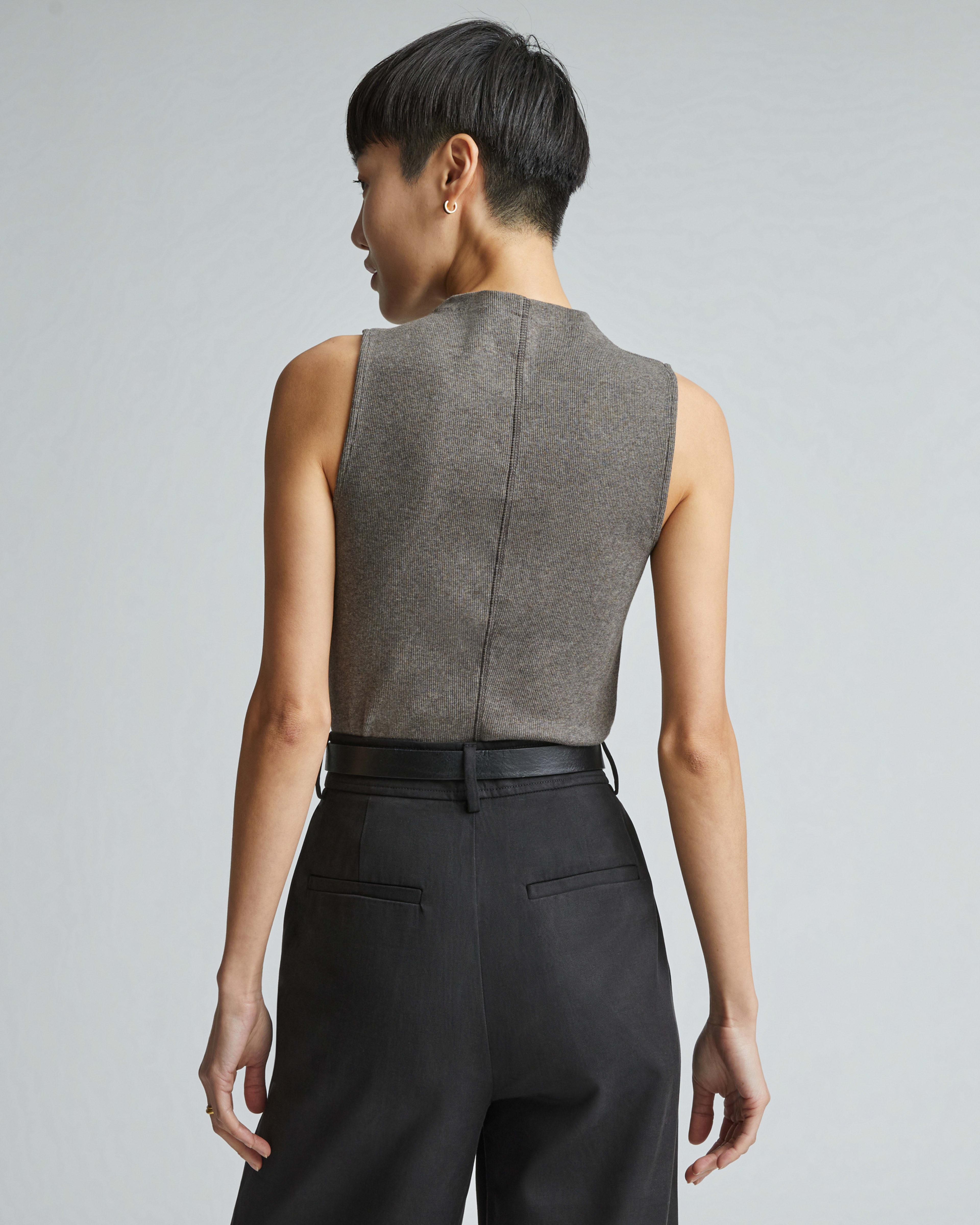 The Luxe Rib Funnel-Neck Tank | Heathered Fatigue – Everlane