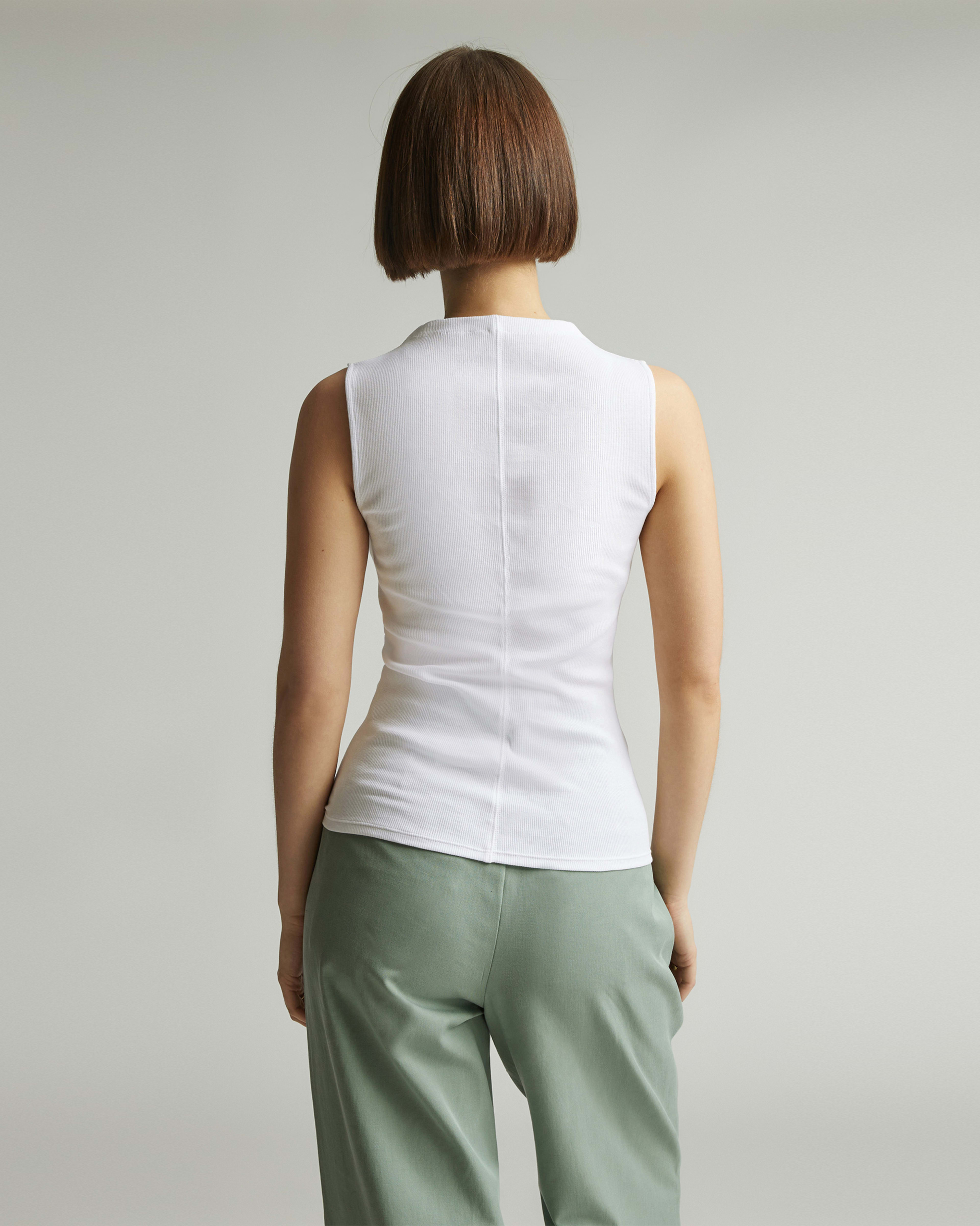 The Luxe Rib Funnel Neck Tank White Everlane