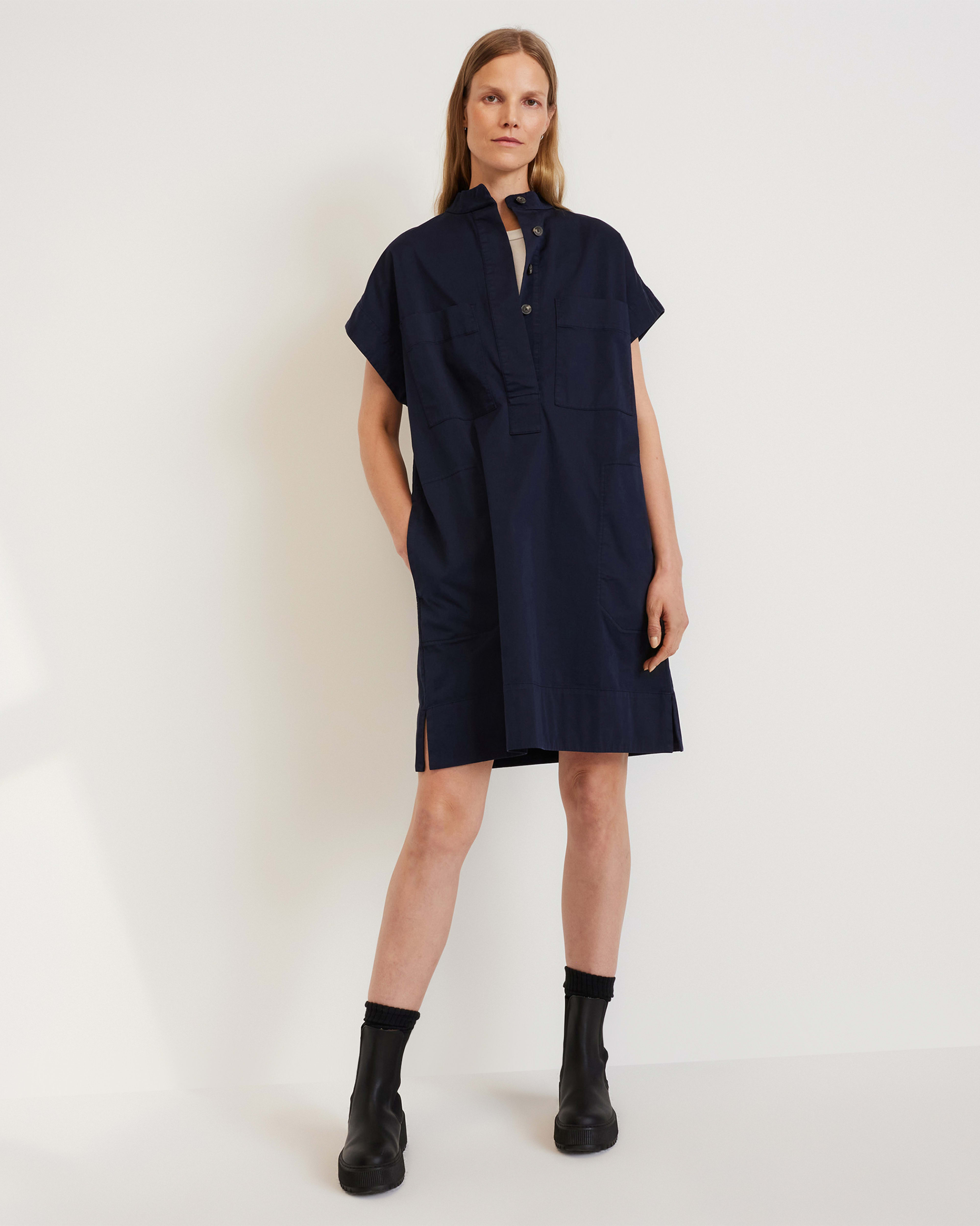 The Easy Workwear Dress Navy – Everlane