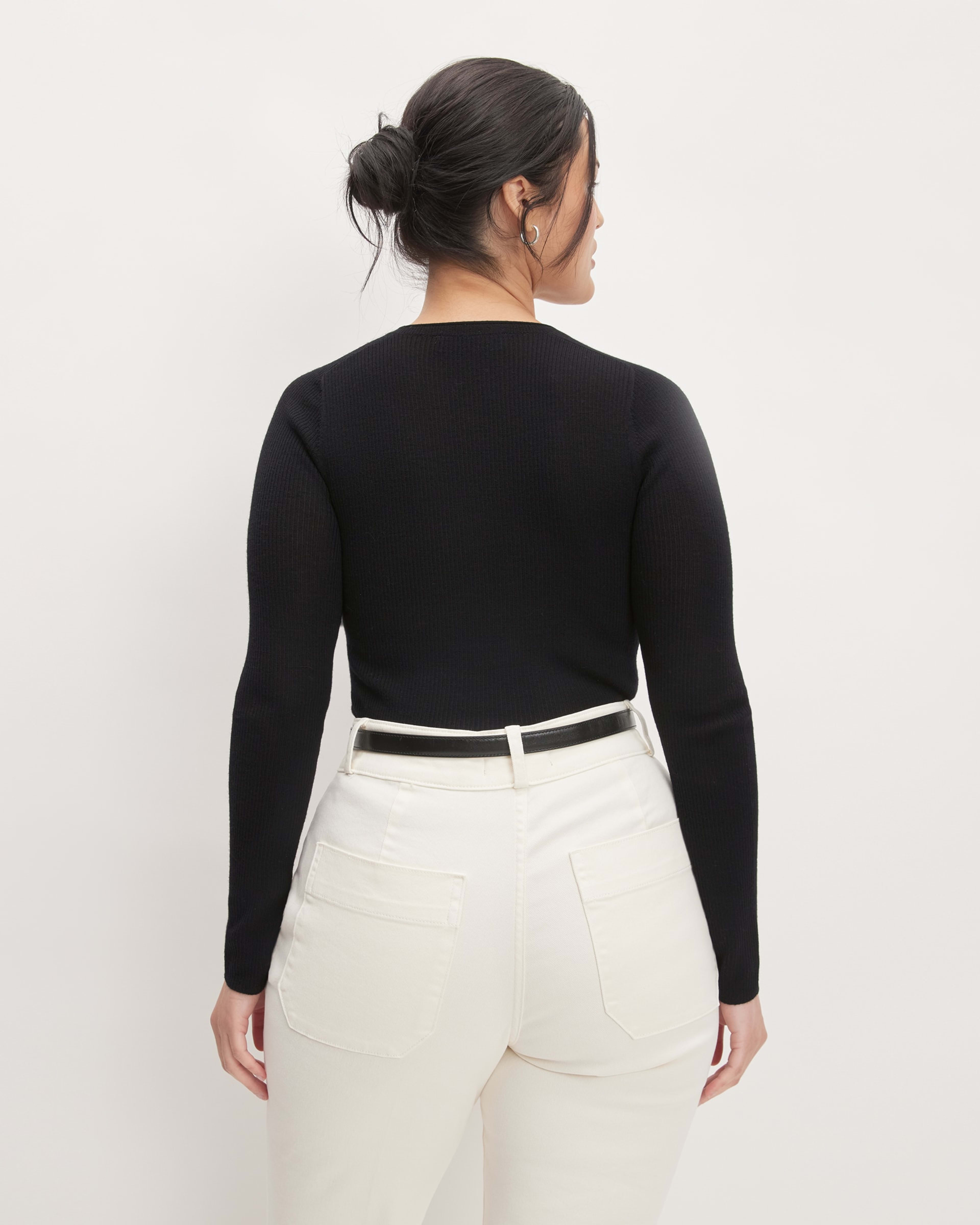 The Ultrafine Merino Ribbed Crew Black – Everlane
