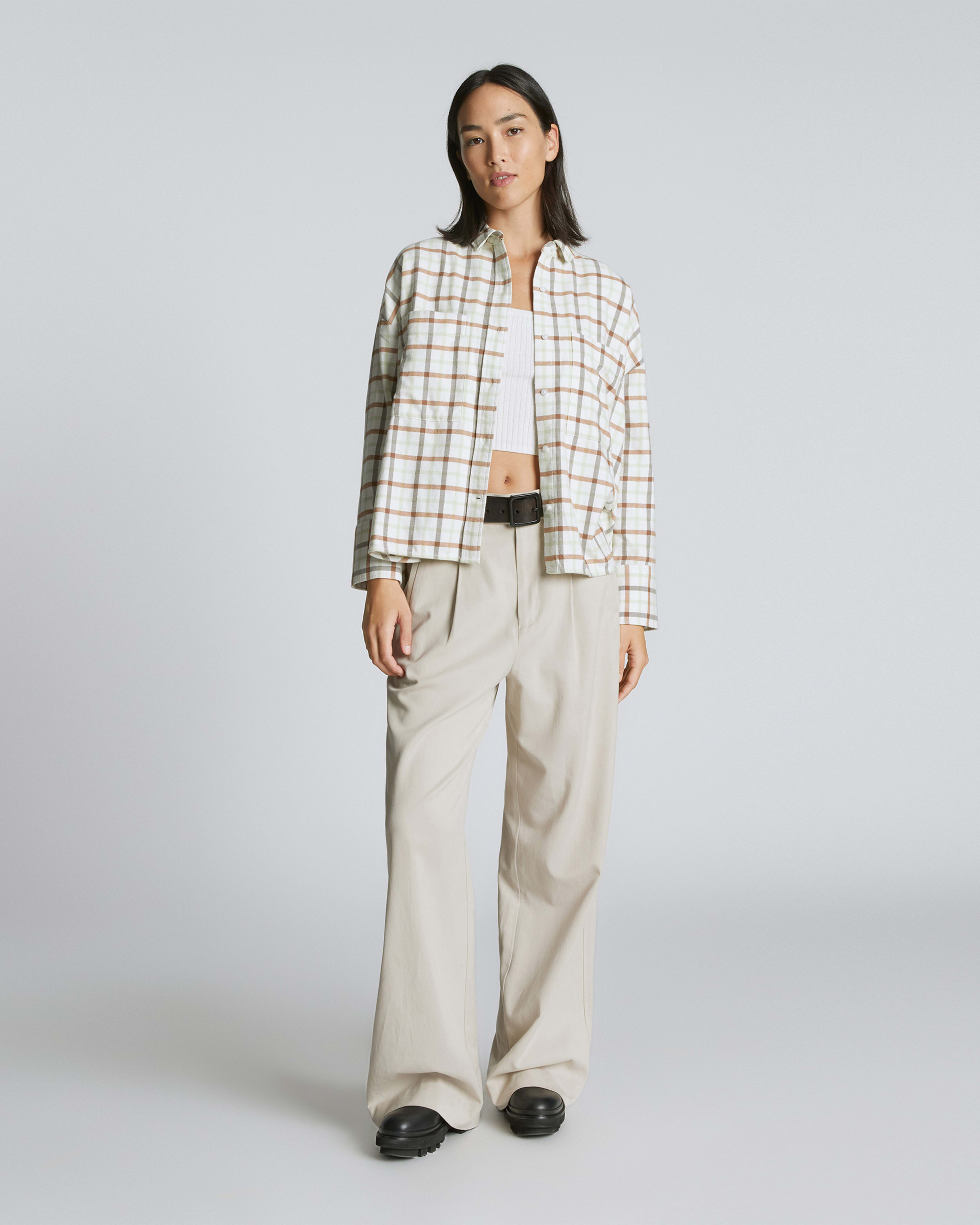 The Boxy Flannel Seafoam / Tobacco Brown Plaid – Everlane