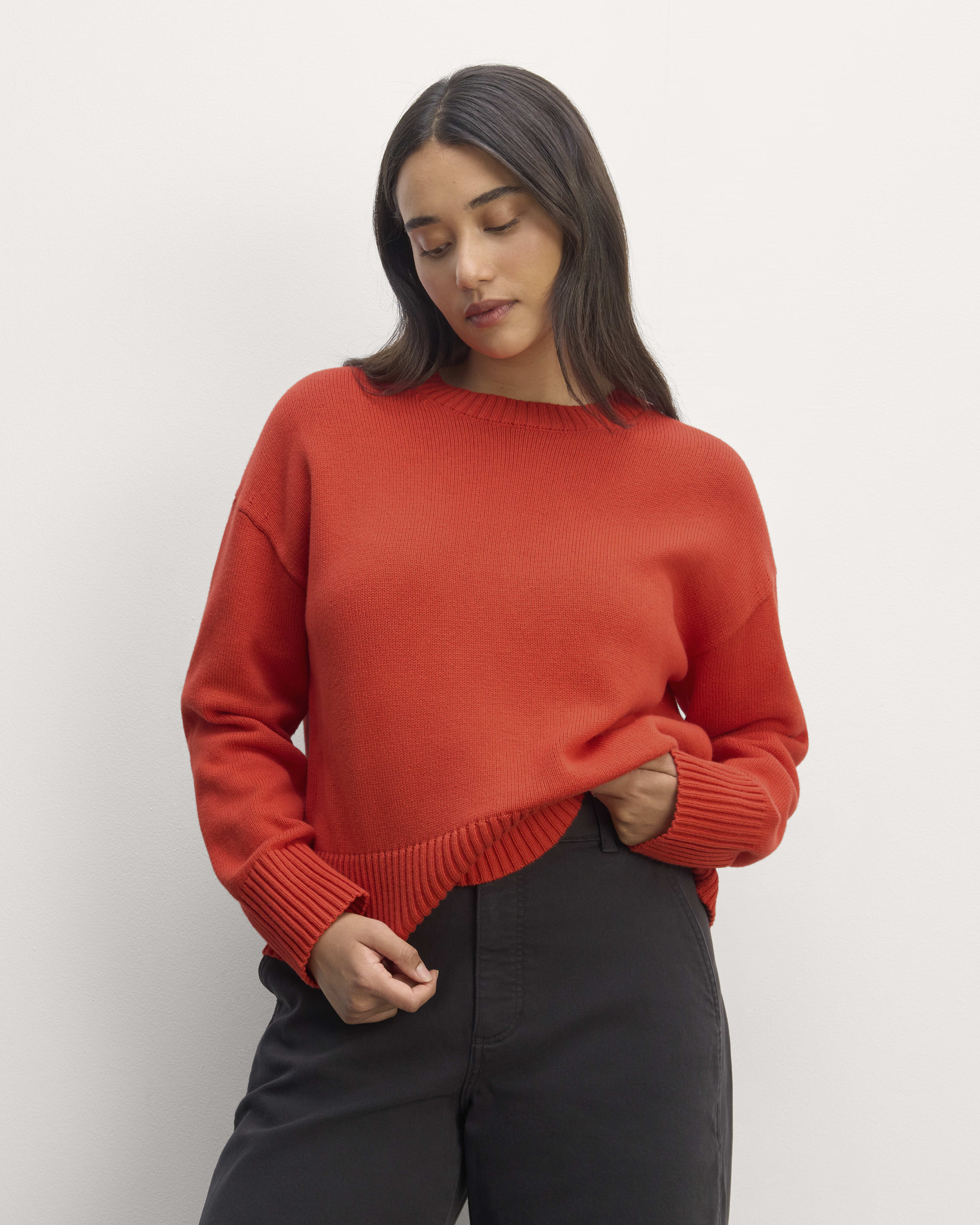 The Boxy Sweater in Everyday Cotton Poppy Red – Everlane