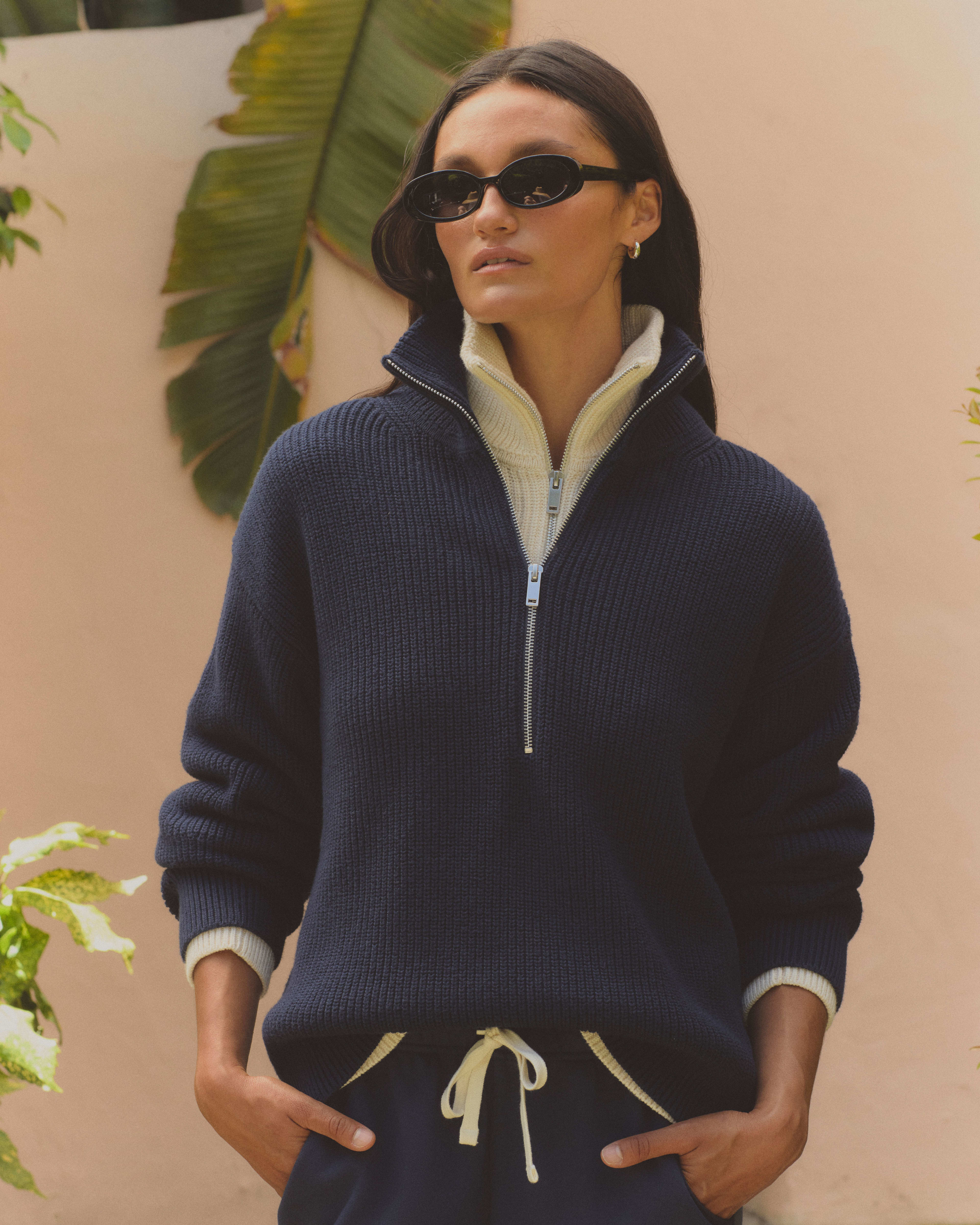 The Half-Zip in Everyday Cotton Navy – Everlane