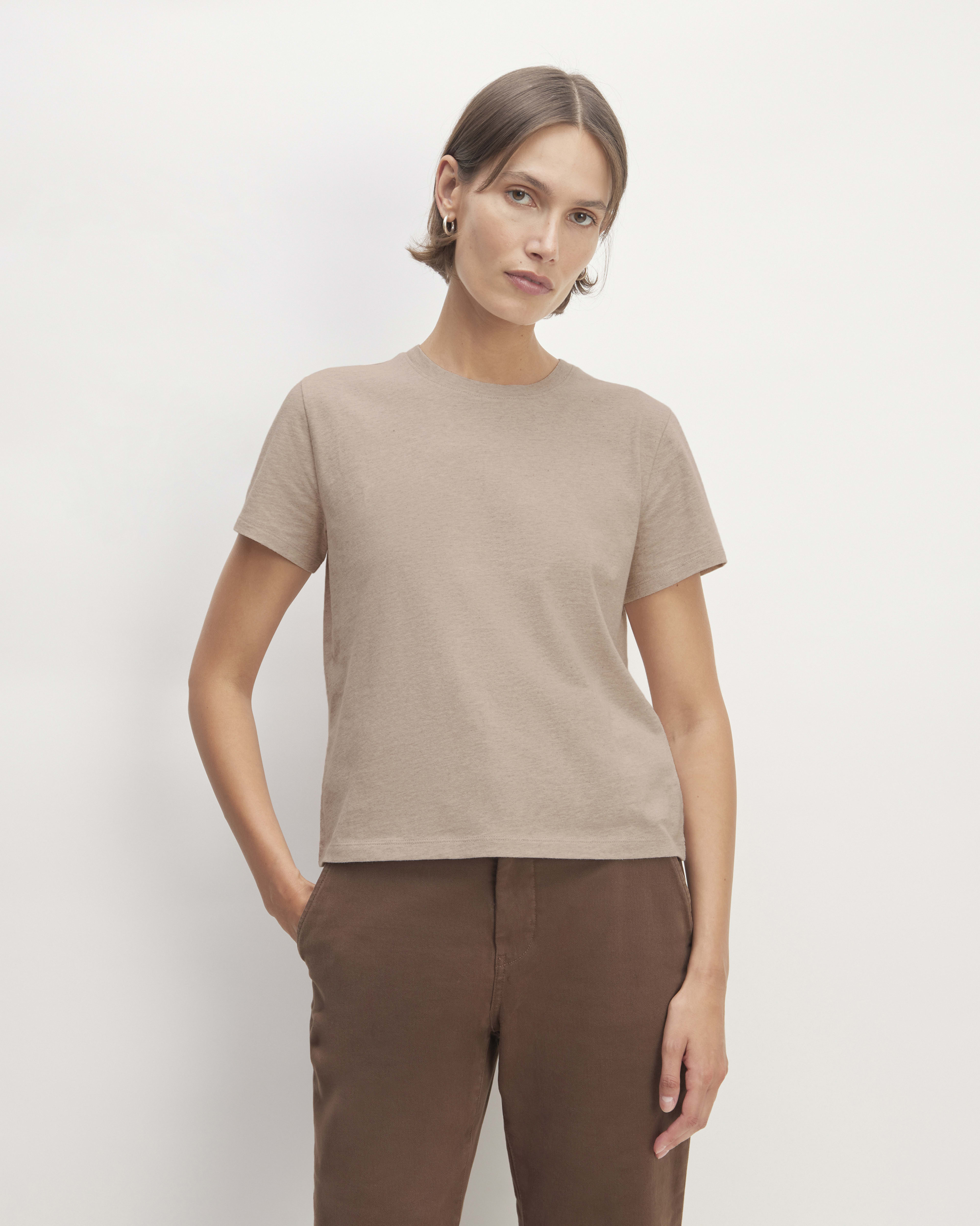 The Box-Cut Tee in Essential Cotton Burnt Sugar – Everlane