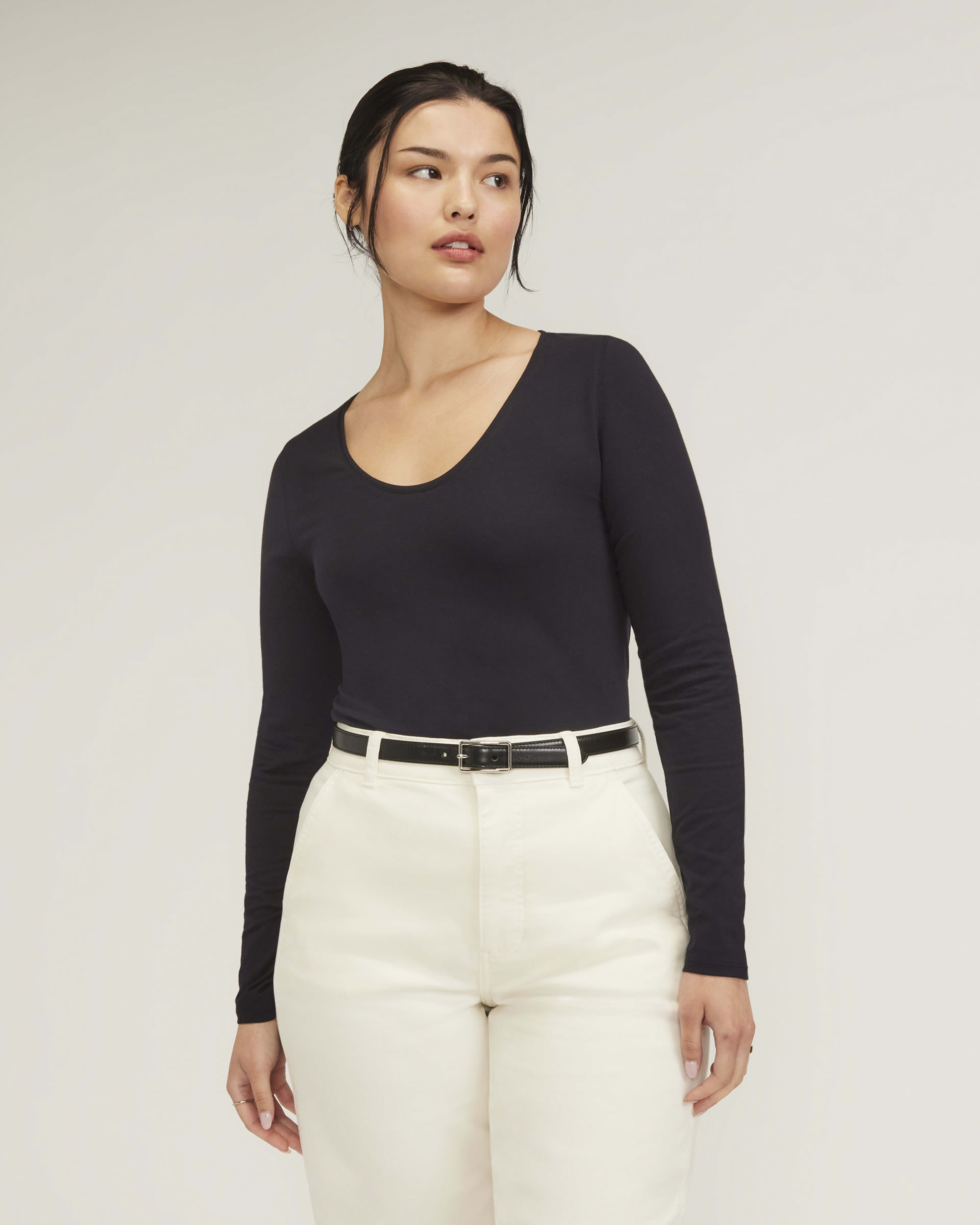 The Supima® Form Ballet Neck Tee Black – Everlane