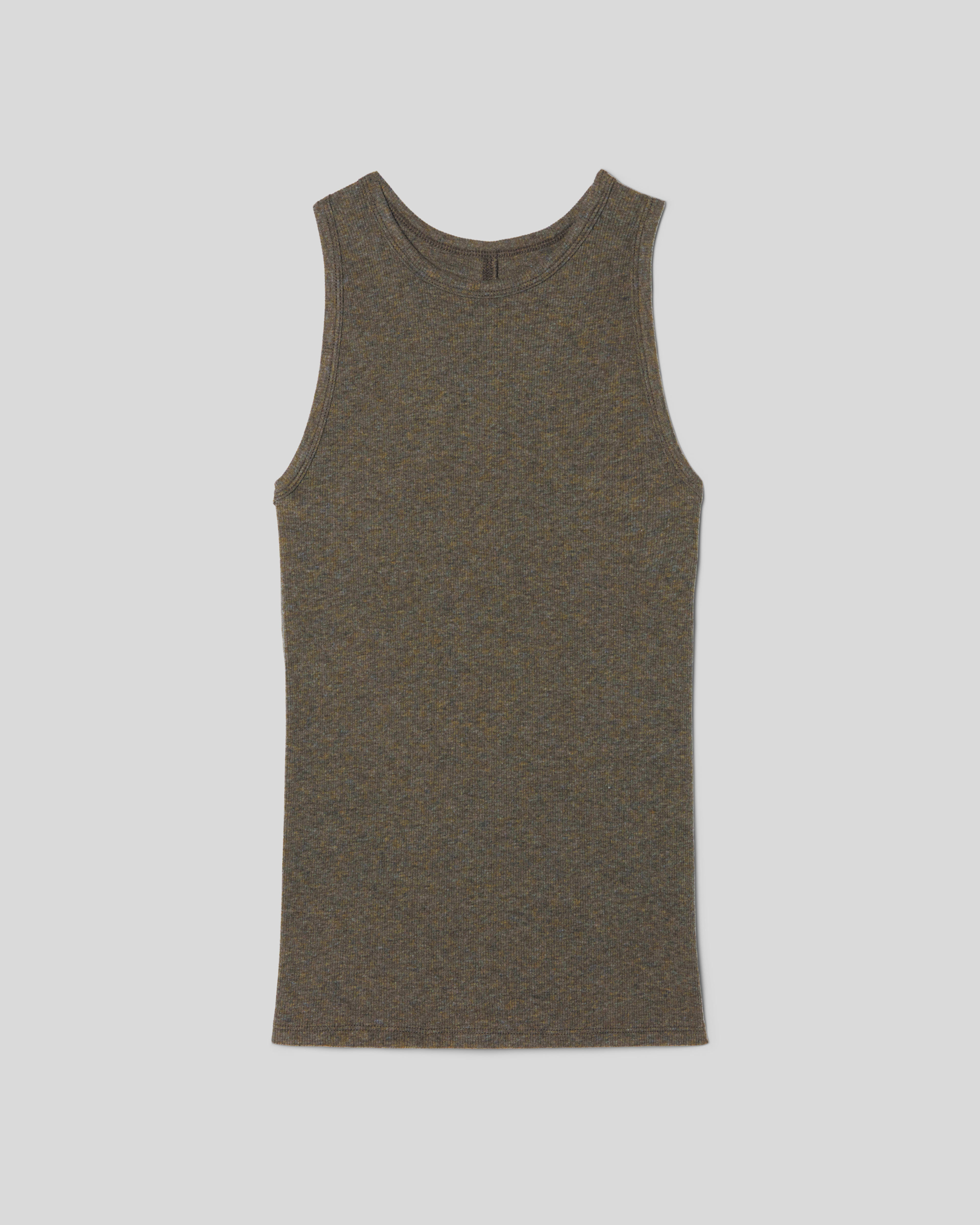 The Luxe Rib Racerback Tank Heathered Fatigue Everlane