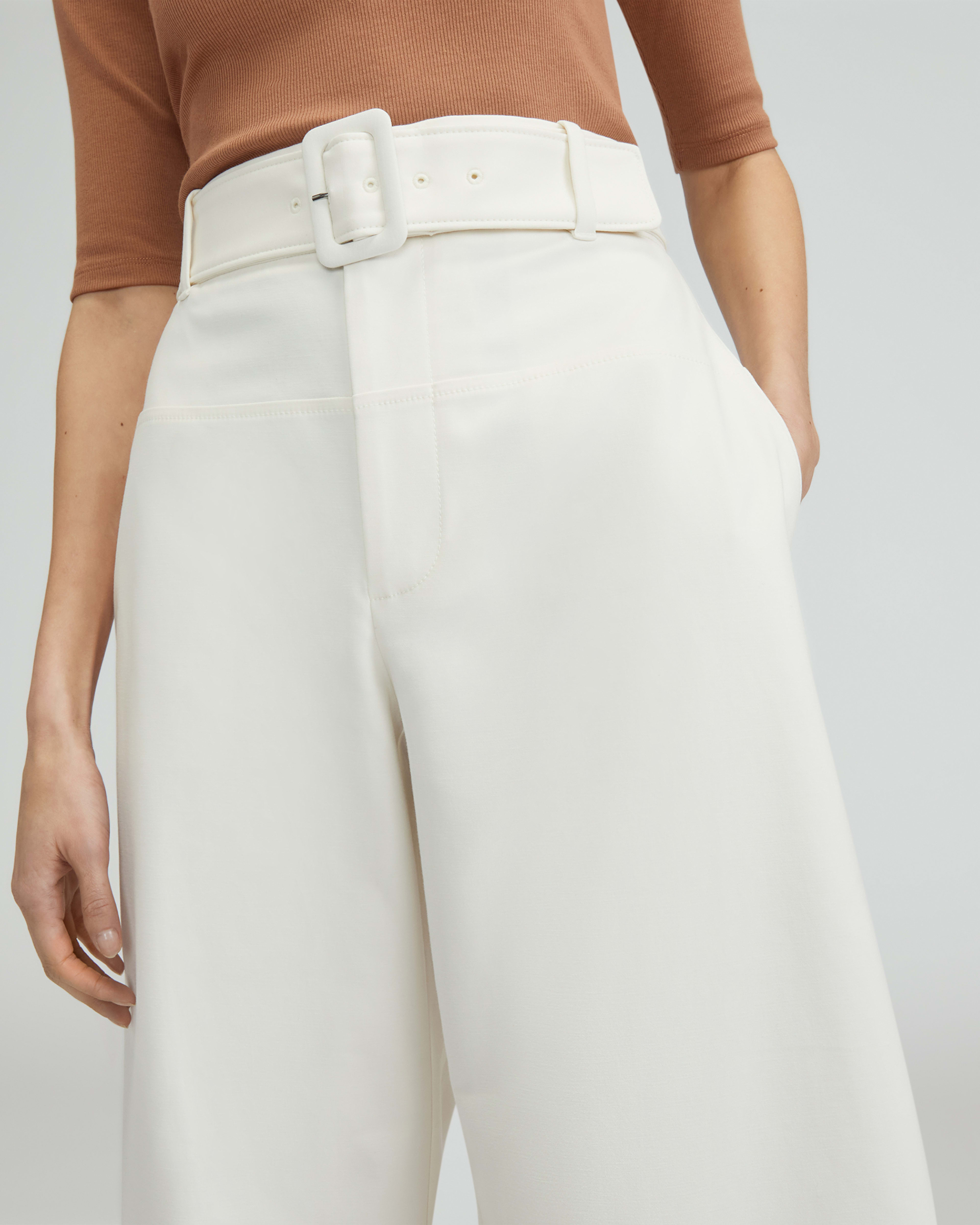 The Structured Cotton Belted Pant Bone – Everlane