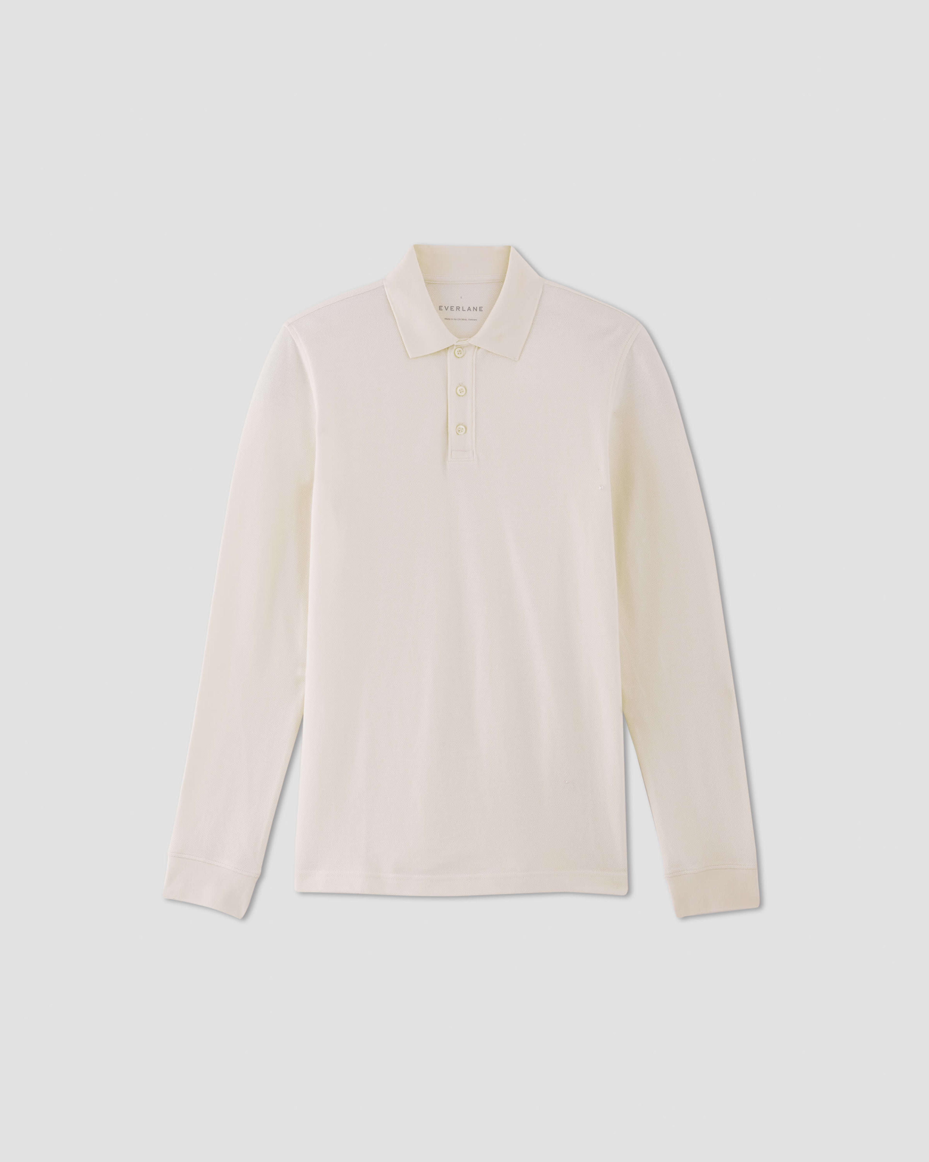 The Long-Sleeve Pique Polo Bone – Everlane