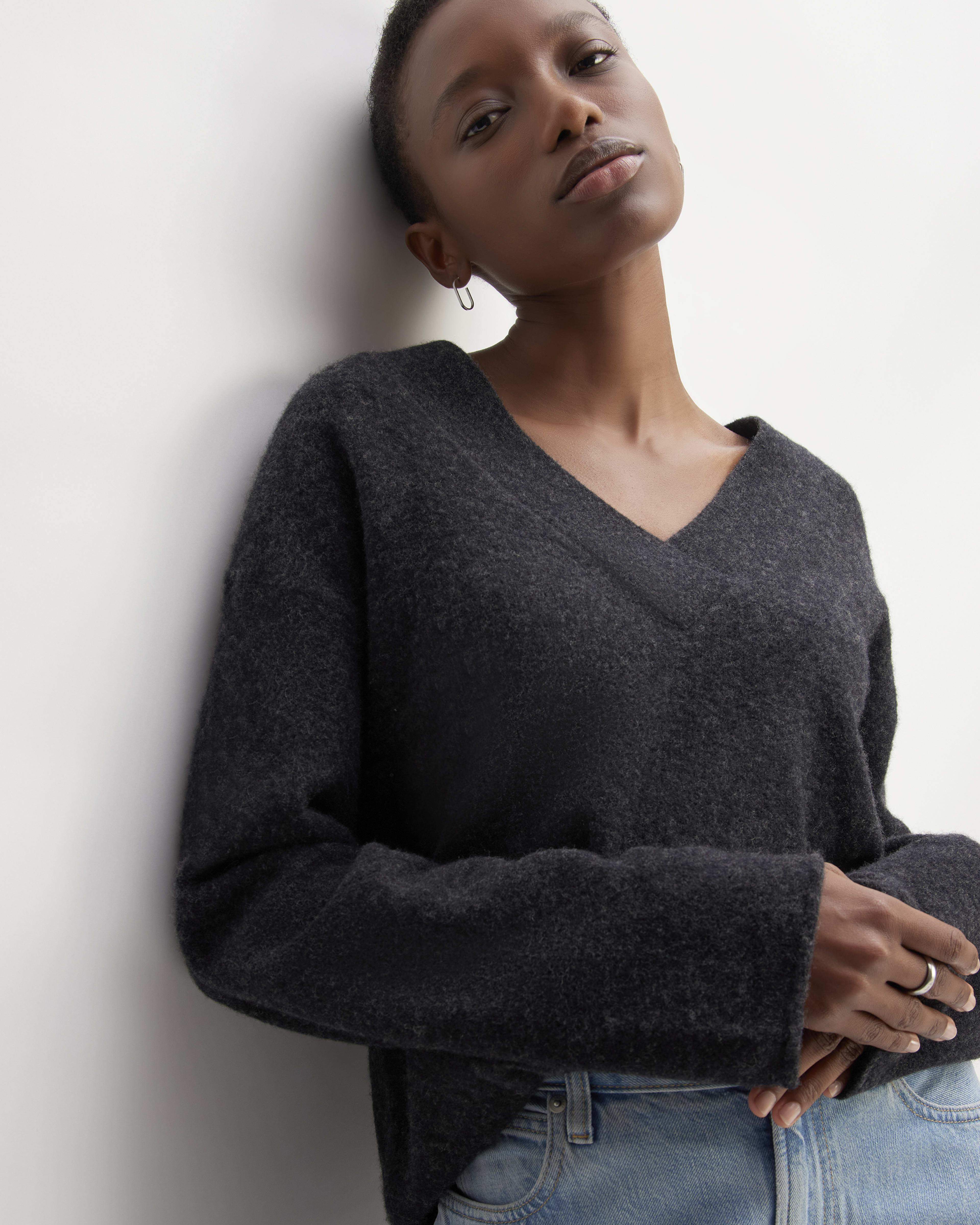 The Cozy-Stretch V-Neck Sweater Charcoal – Everlane