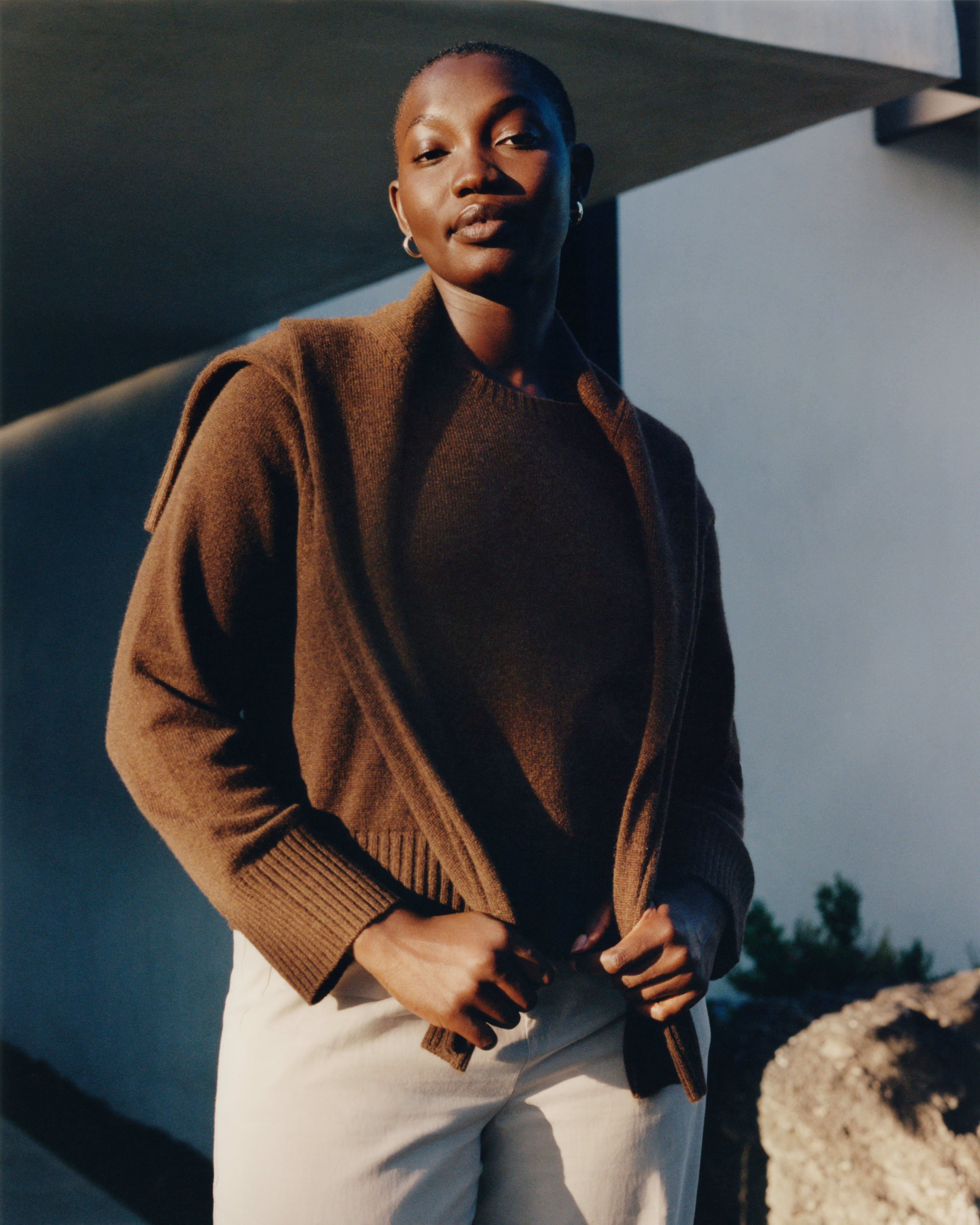 The Cashmere Boxy Crew Sweater Heather Cocoa – Everlane