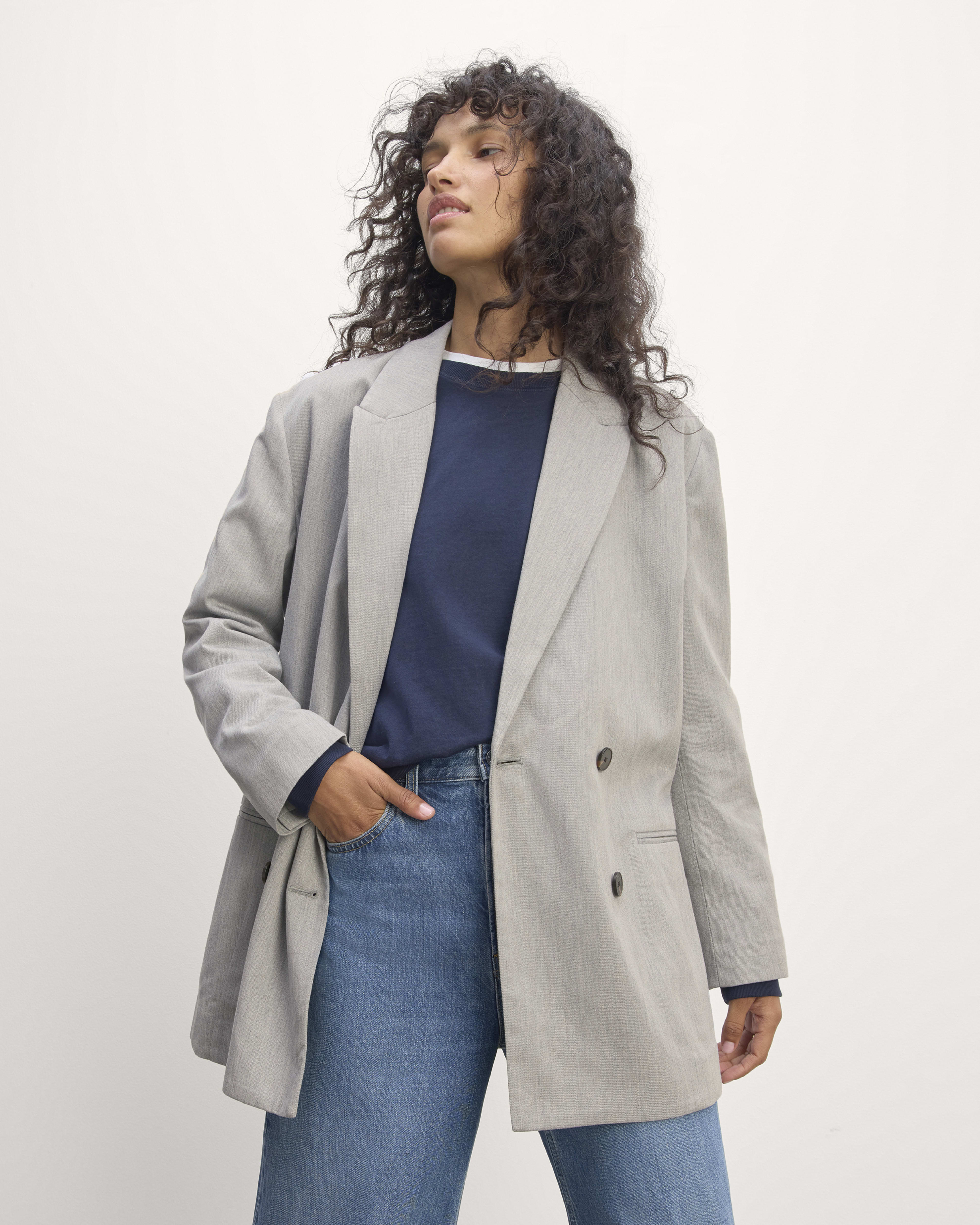 The Double-Breasted Blazer in Buttersmooth Heather Steel – Everlane