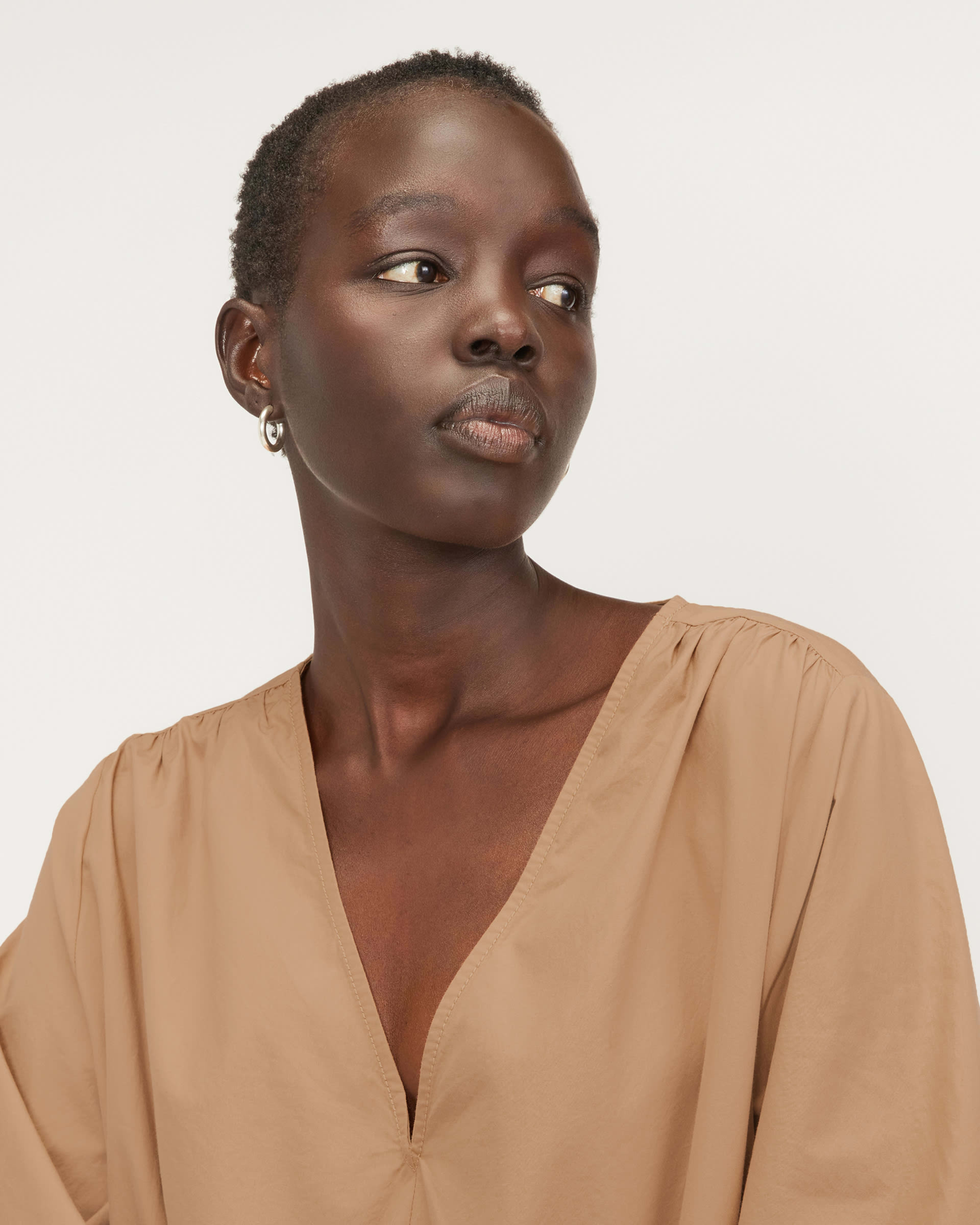 The Poplin Tiered Dress Caramel – Everlane