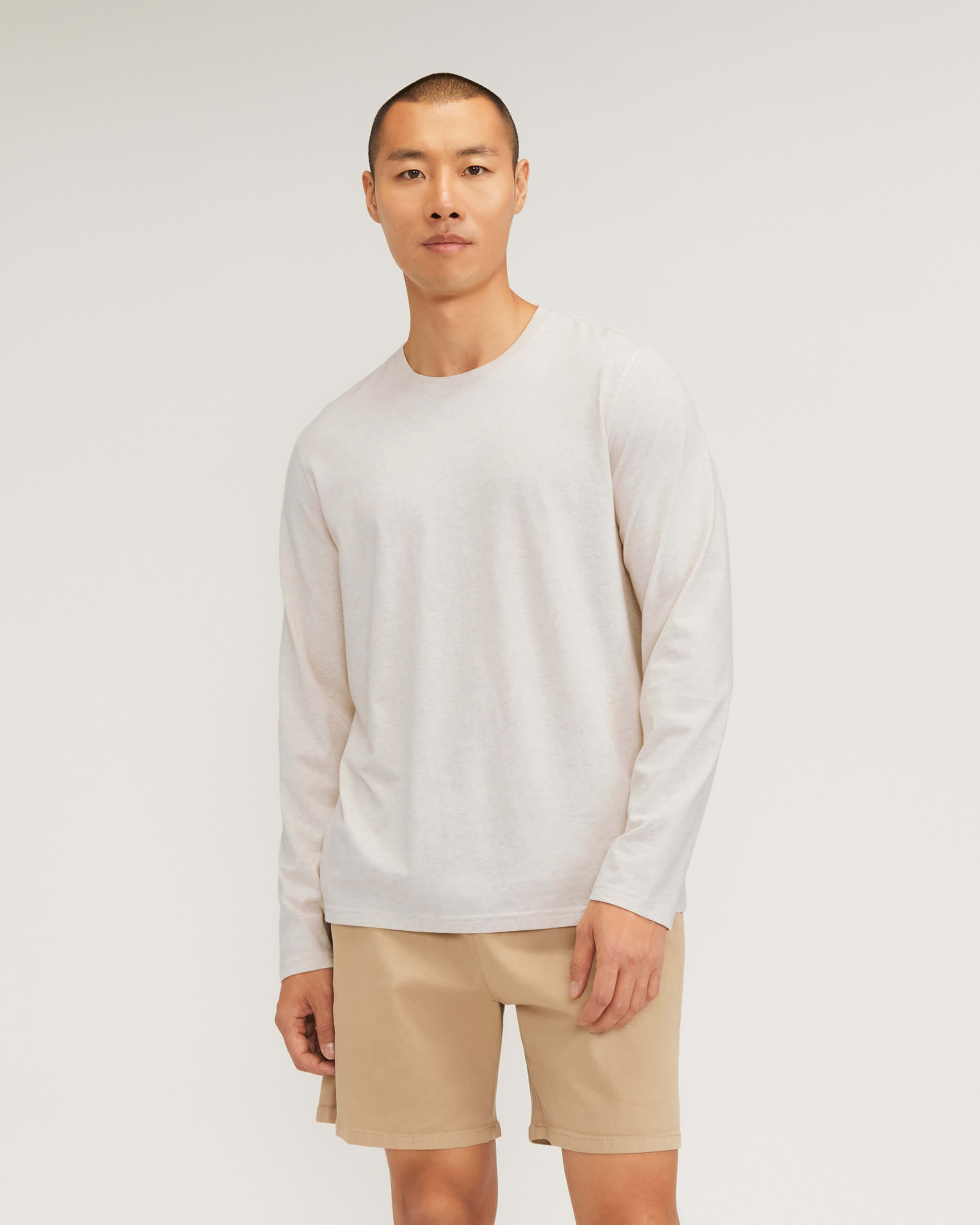 The Essential Organic Long-Sleeve Tee | Heathered Oat – Everlane