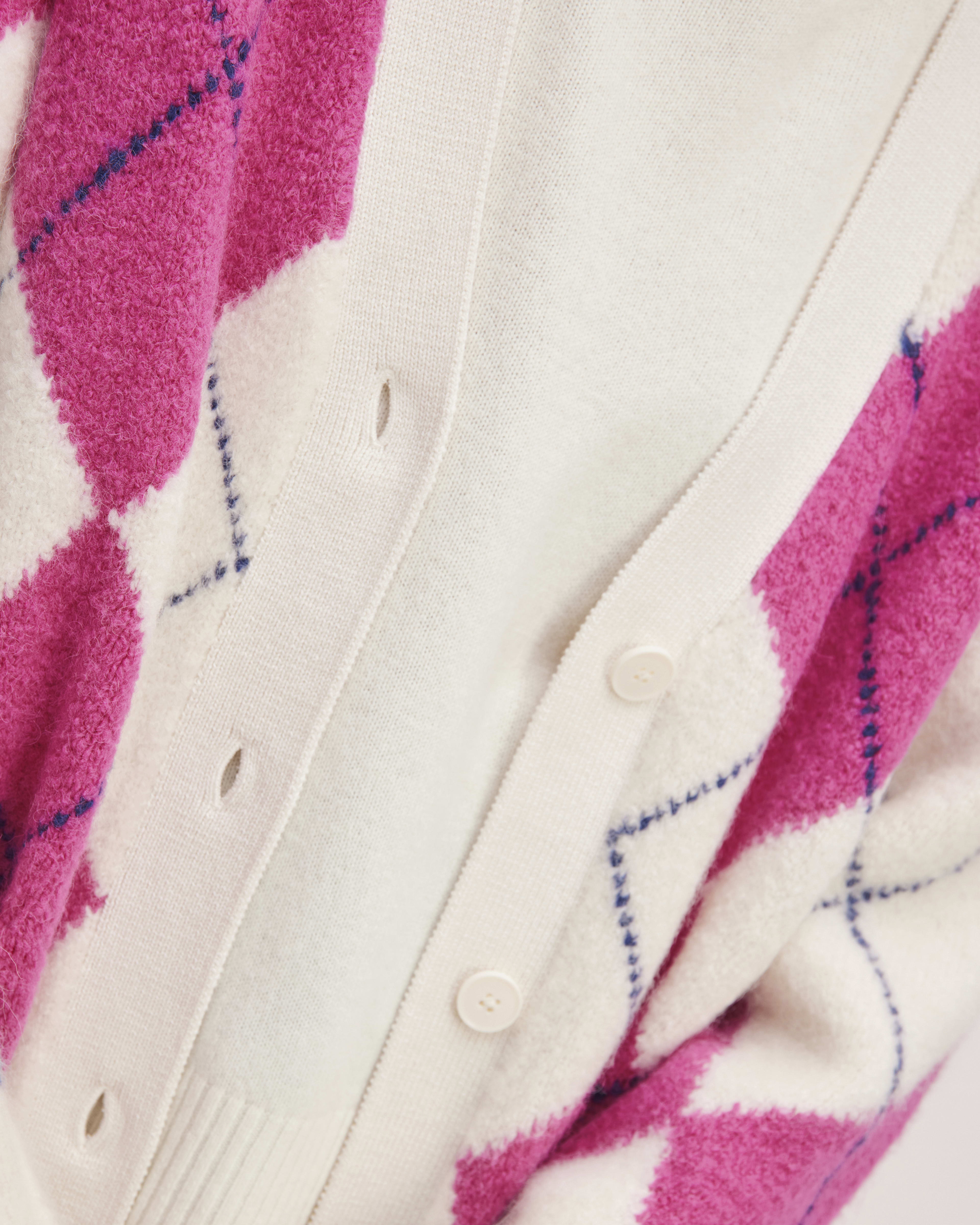The SuperFuzz Alpaca Cardigan | Bone / Fuchsia Pink / Ocean Cavern ...