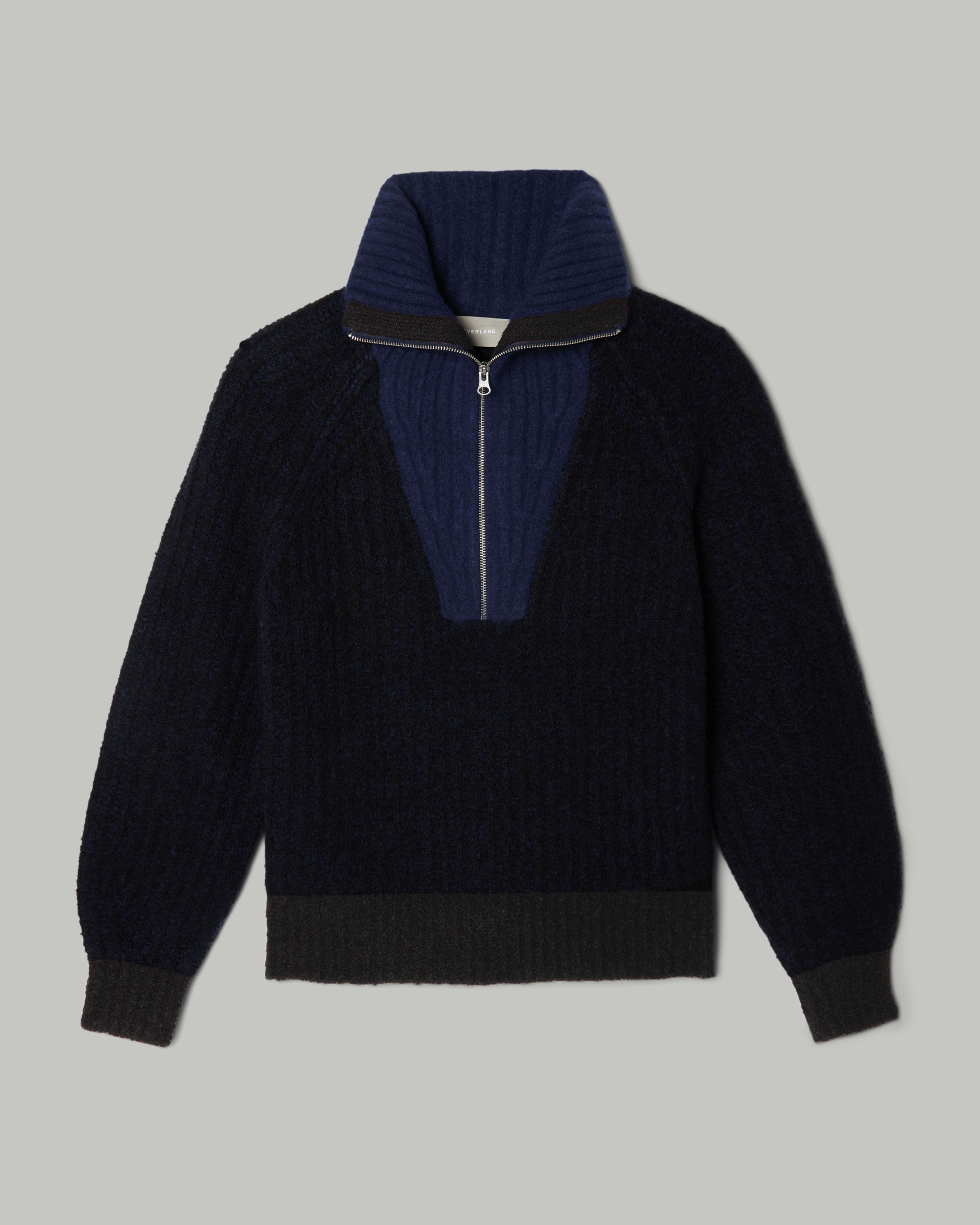 The Luxe Teddy Oversized Half Zip Sweater Black / Ocean Cavern – Everlane
