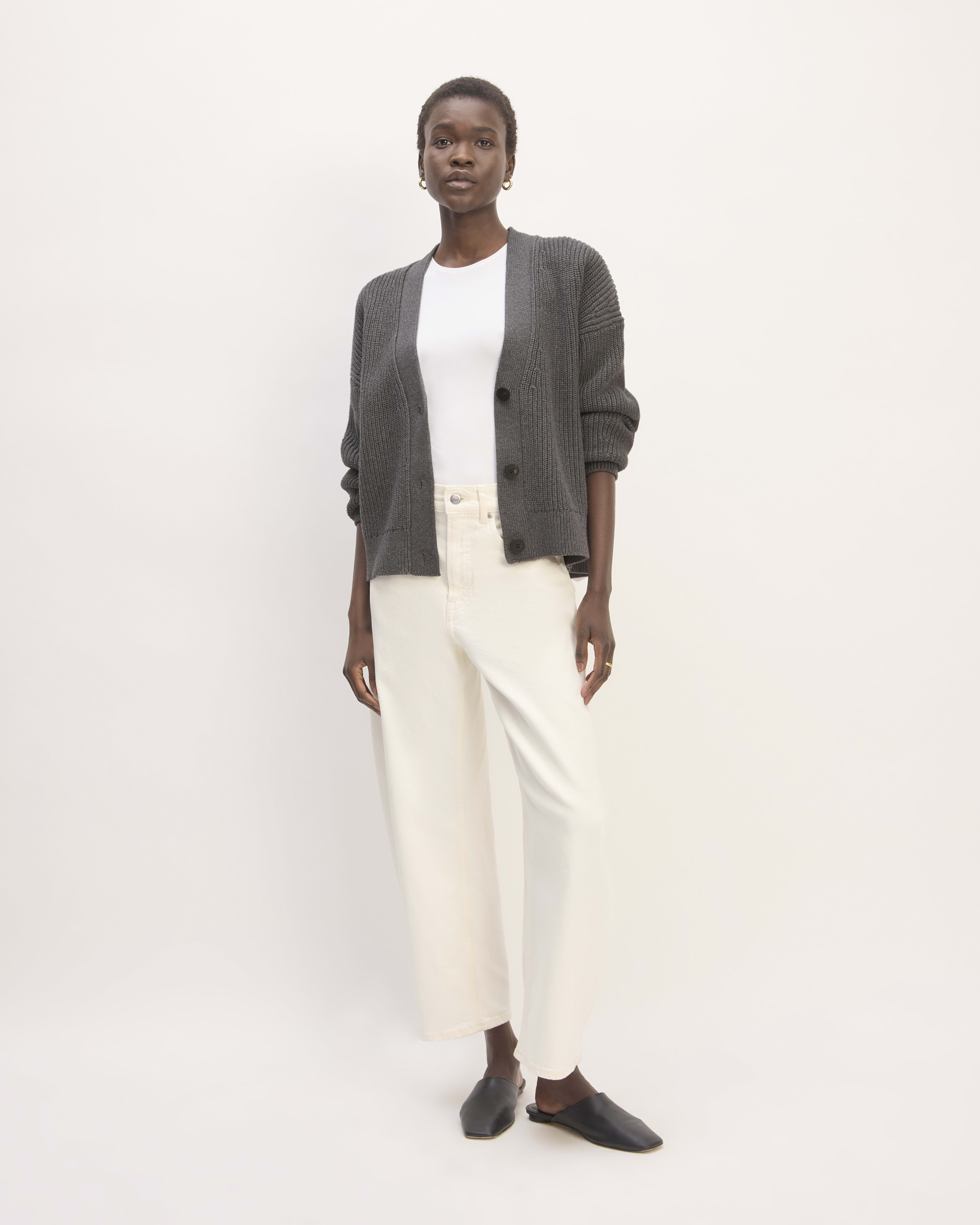 The Boxy Cardigan in Everyday Cotton Heathered Charcoal – Everlane