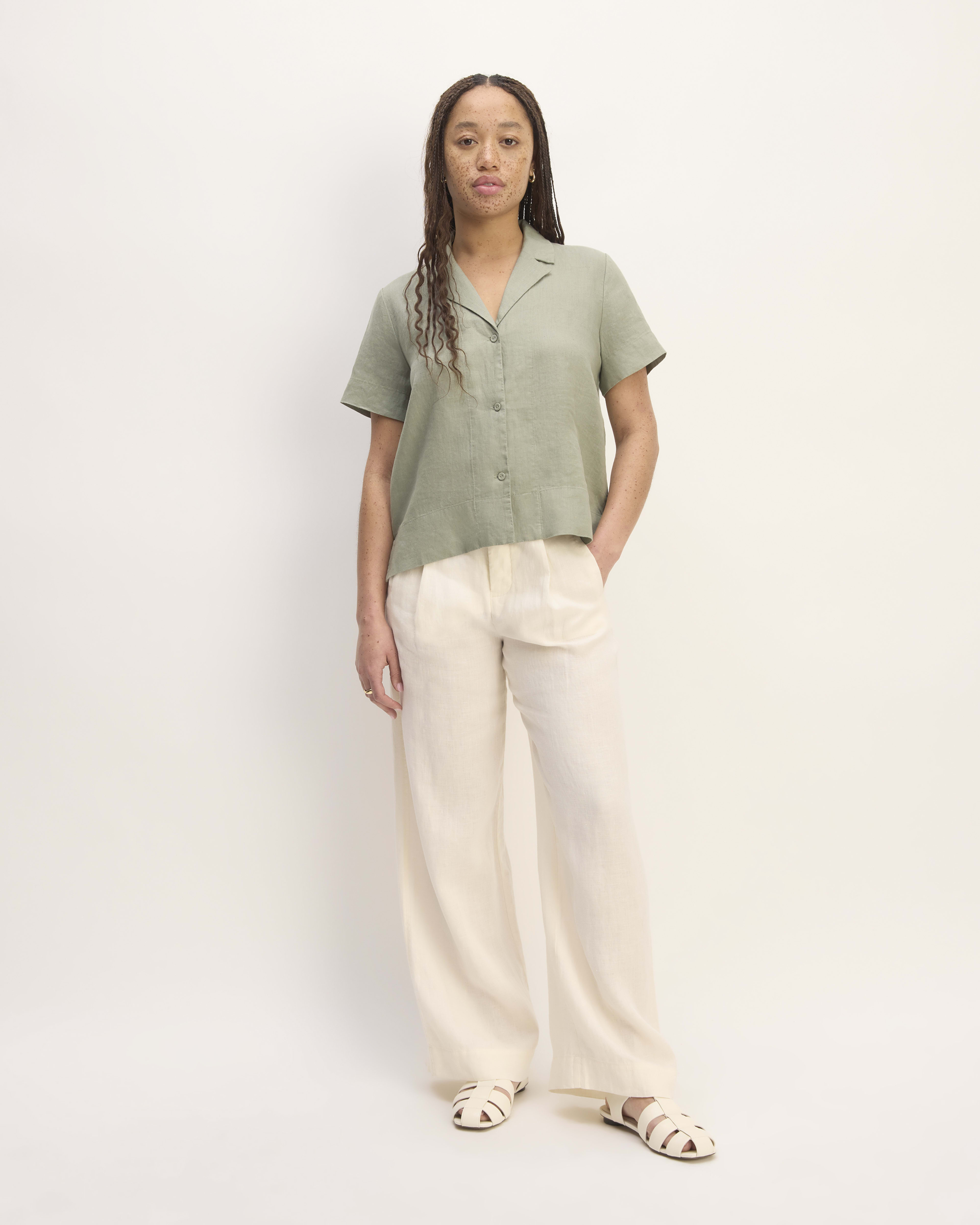 The Notch Shirt in Linen | Sage Green – Everlane