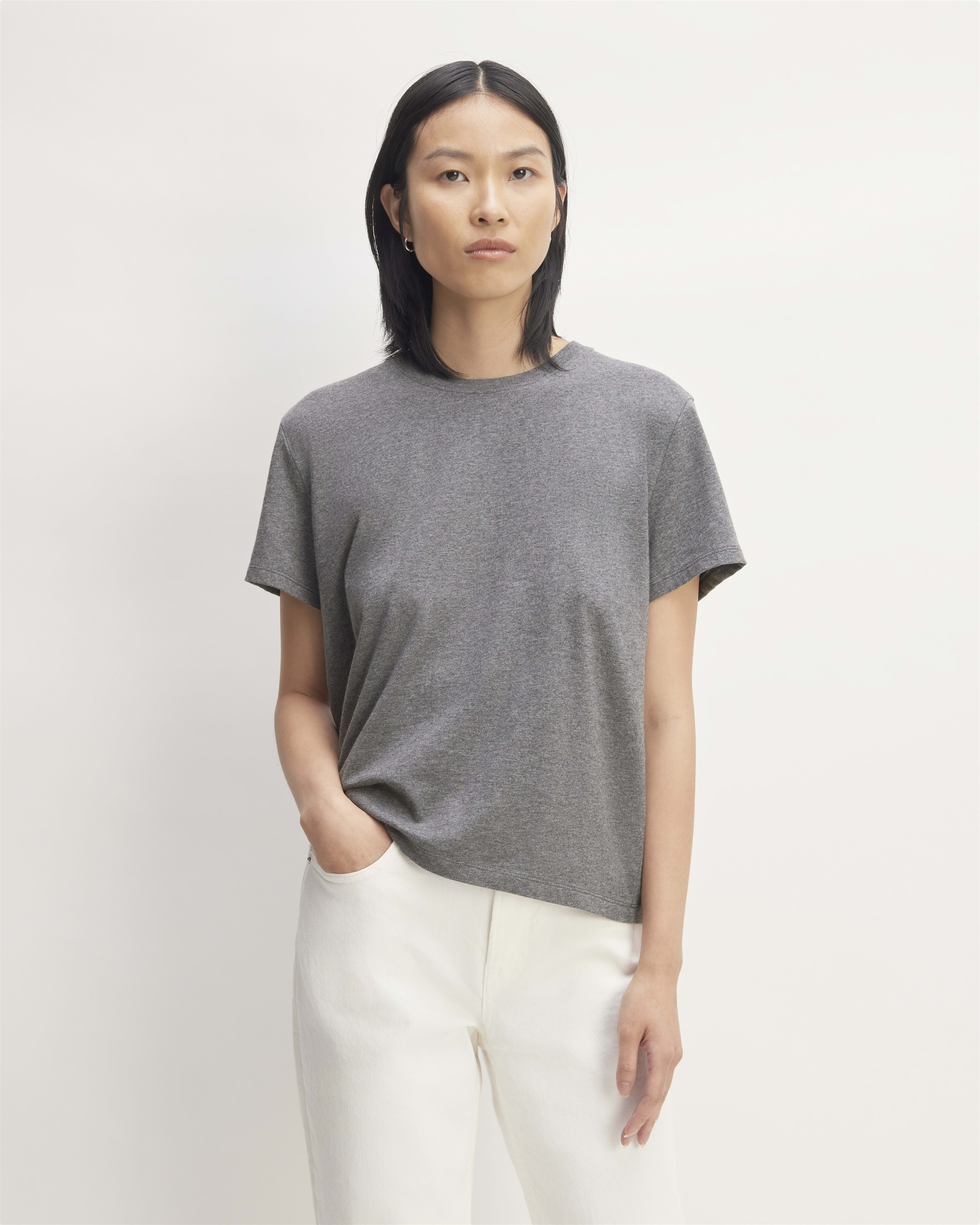 The Box-Cut Tee in Essential Cotton Heathered Charcoal – Everlane