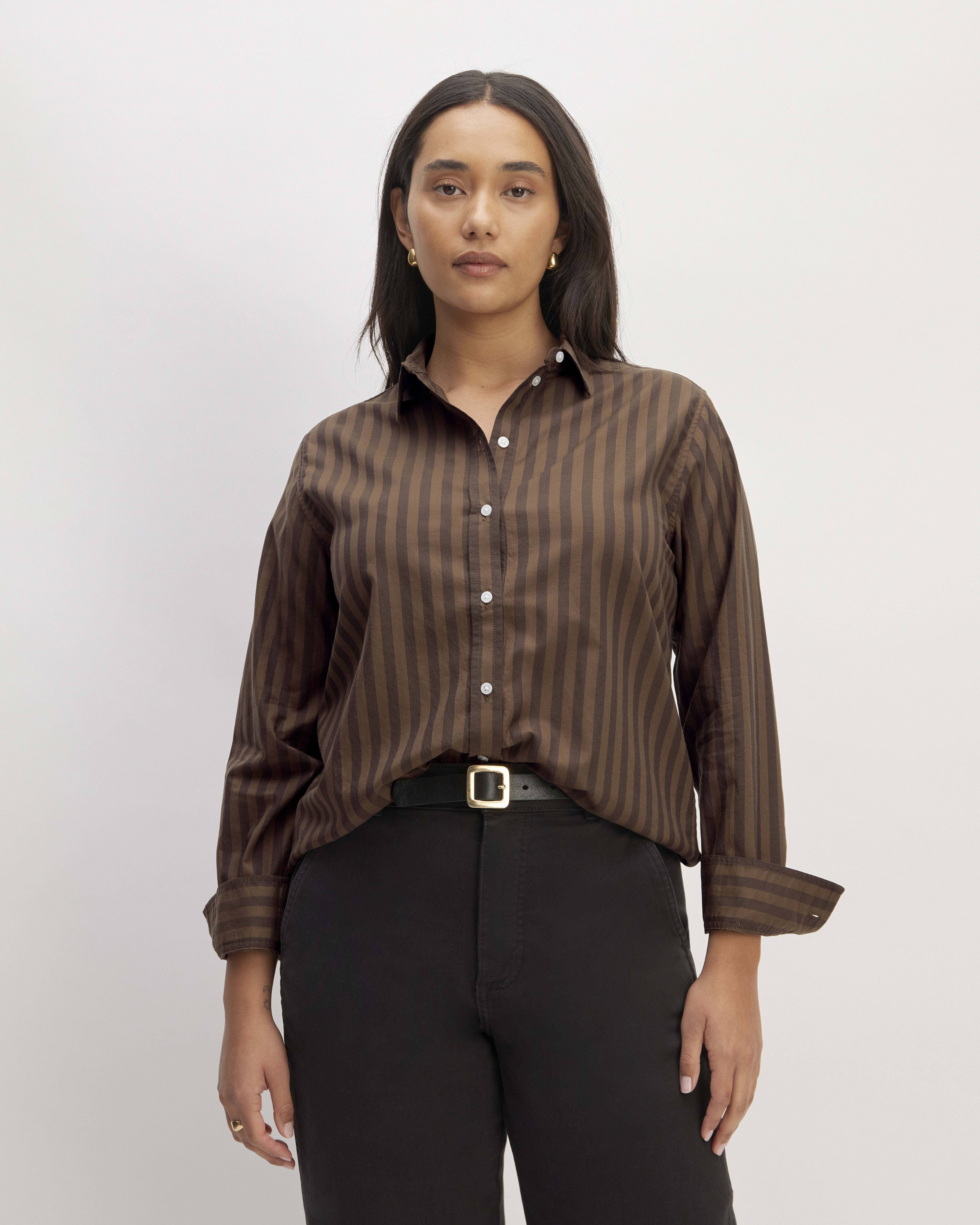 The Must-Have Shirt in Silky Cotton | Cocoa / Black – Everlane