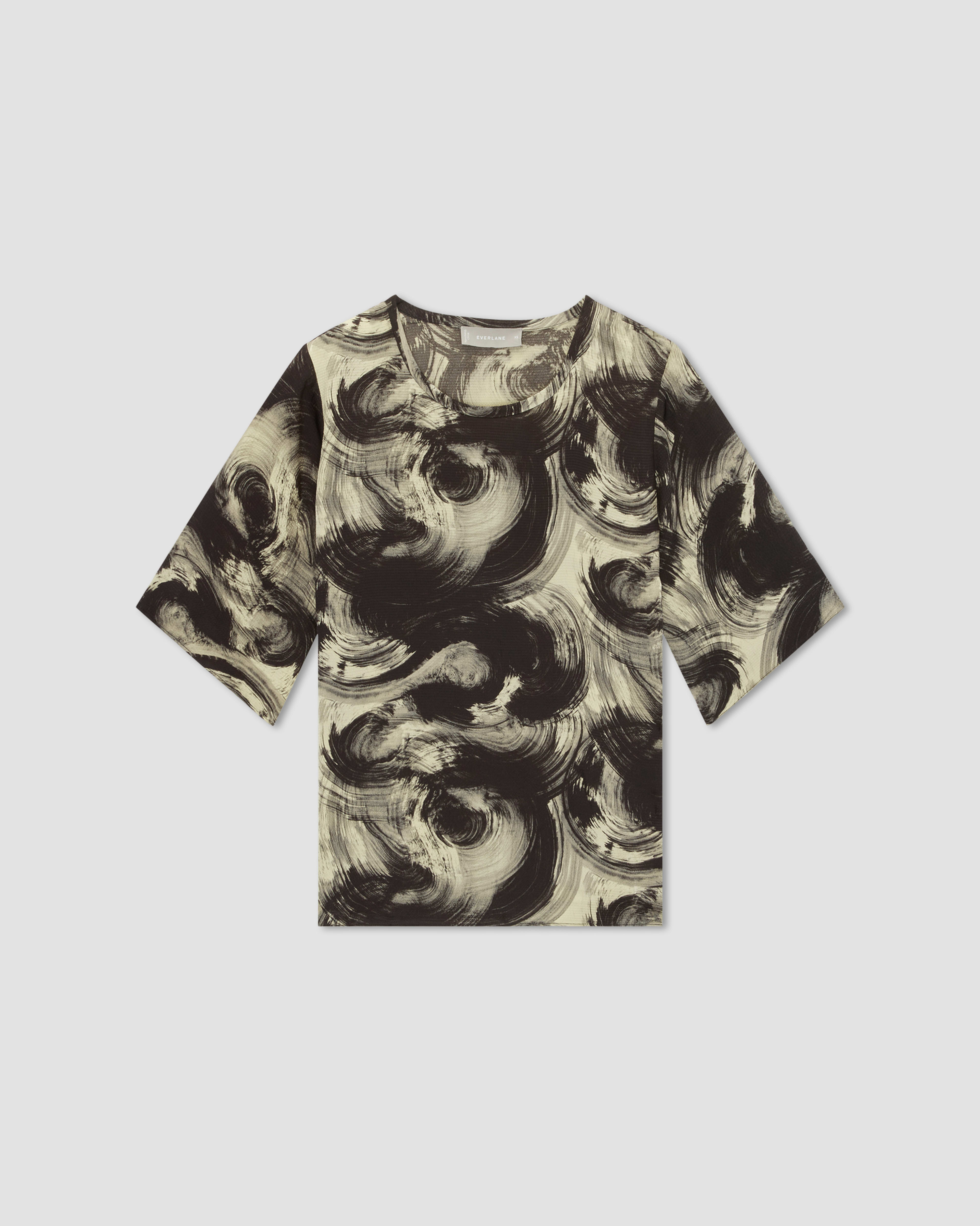 The Satin Relaxed Tee Pale Yellow / Black – Everlane