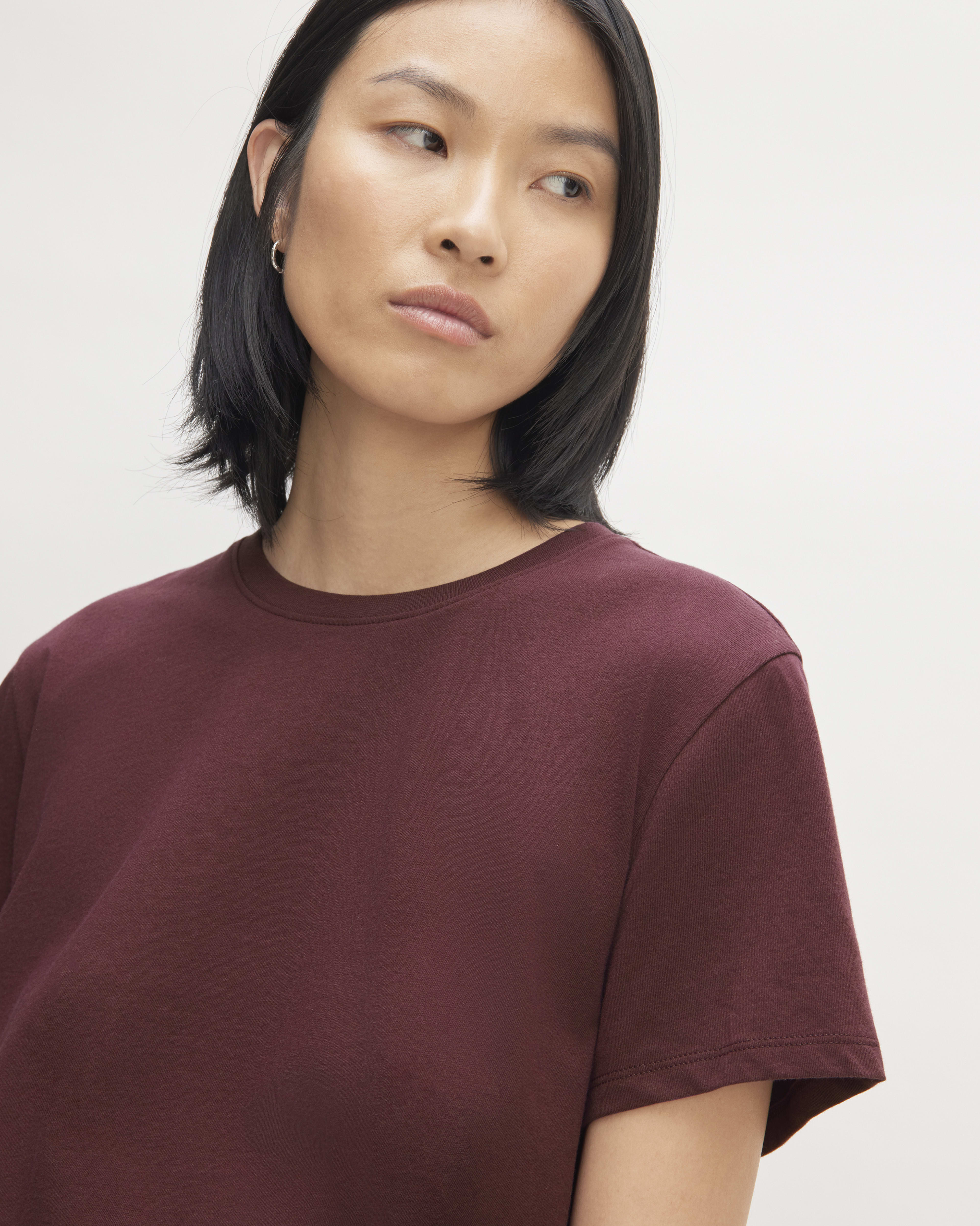 The Organic Cotton Box-Cut Tee Burgundy – Everlane