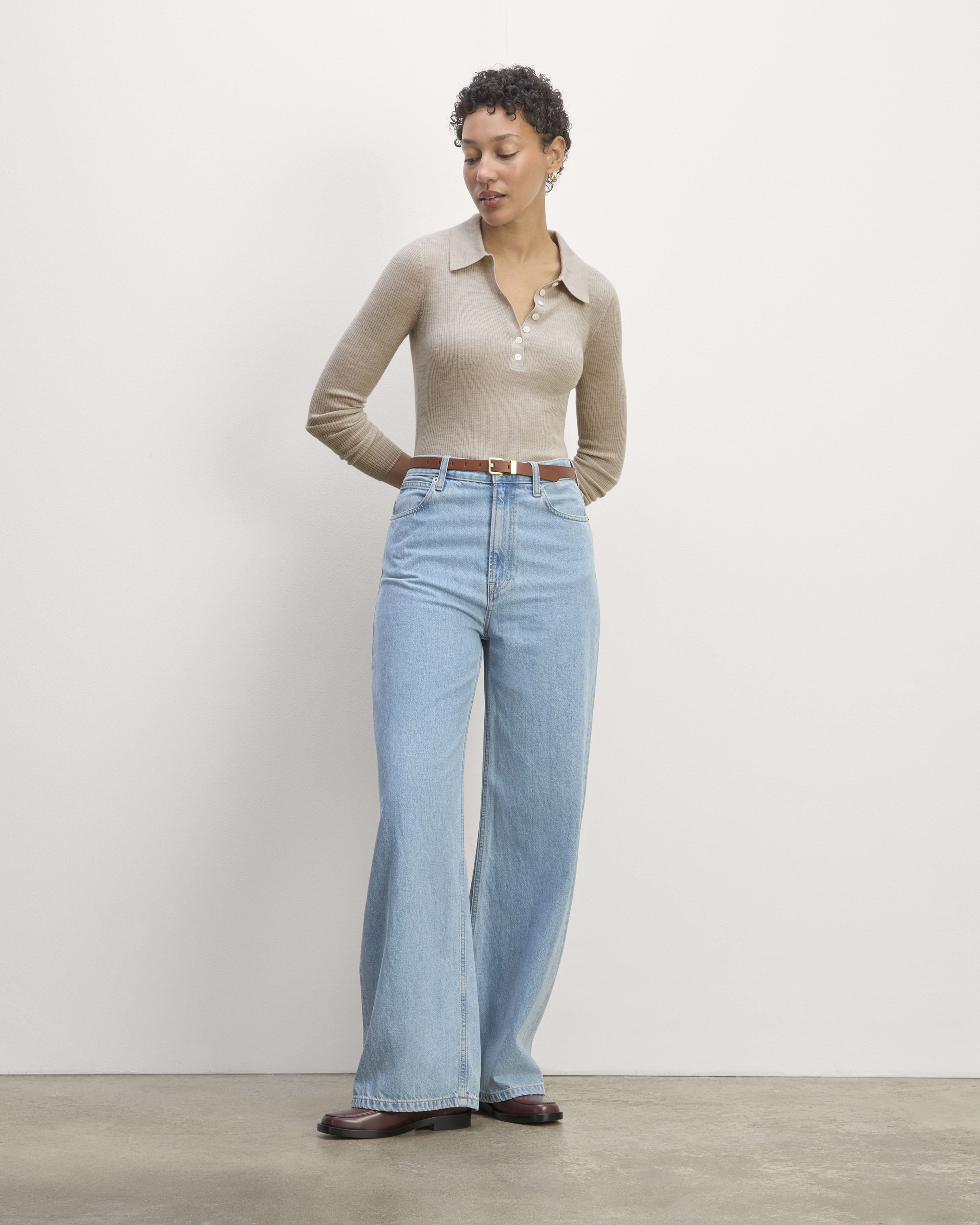 The Polo in Ultrasoft Merino | Heather Oatmeal – Everlane